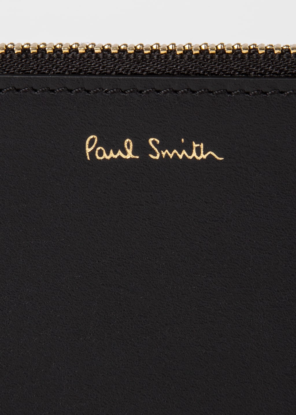 Black 'Signature Stripe' Leather Zip Pouch