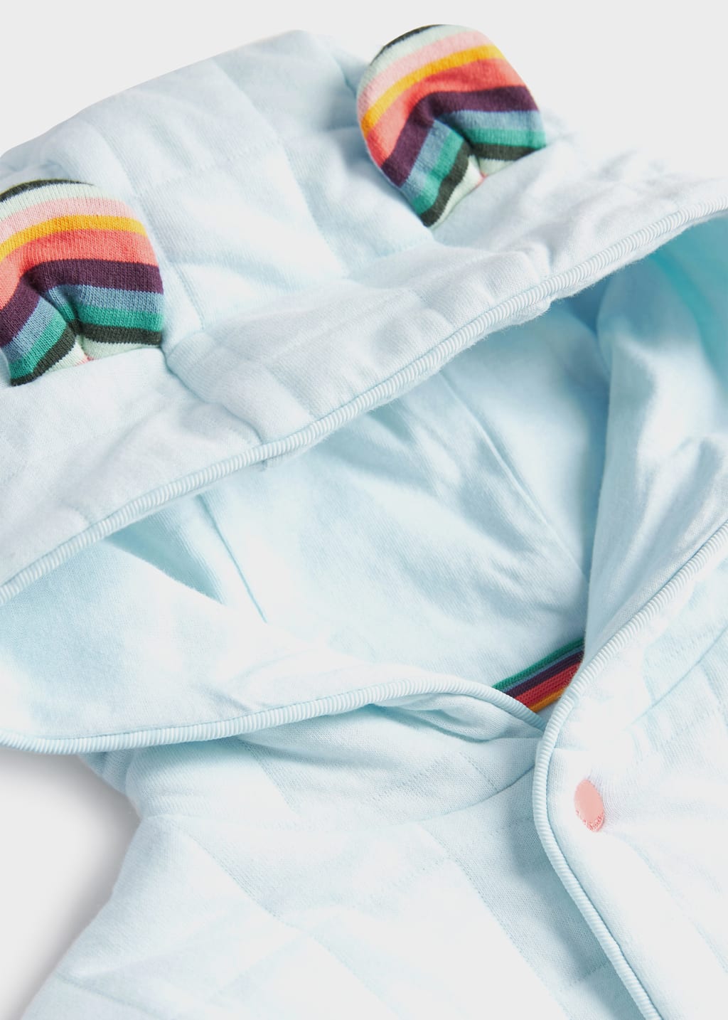 Babies Pale Blue Zebra Logo Quilted Baby Grow