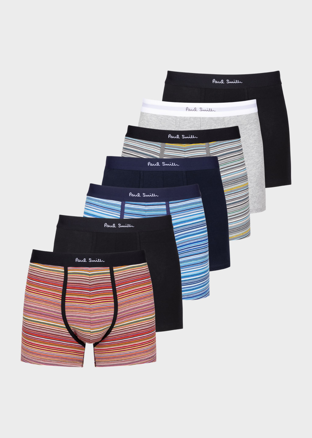 Signature Stripe' and Plain Long Boxer Briefs Seven Pack