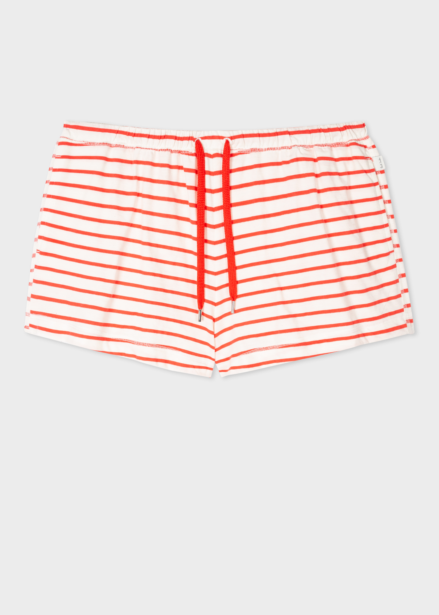 Women's White And Red Stripe Shorts