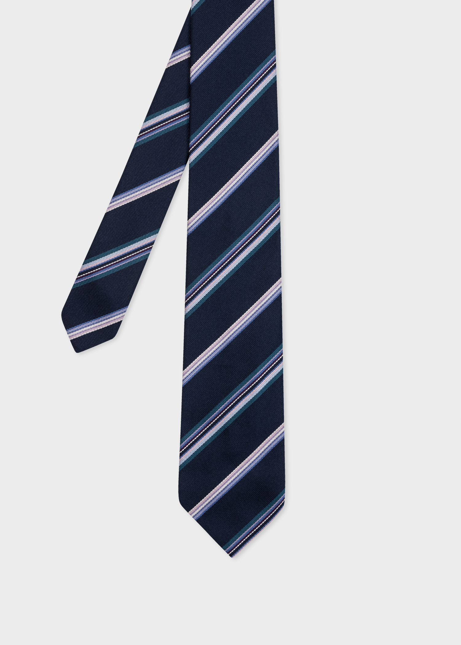 Paul Smith Navy Silk Multi Colour Stripe Tie | King's Cross