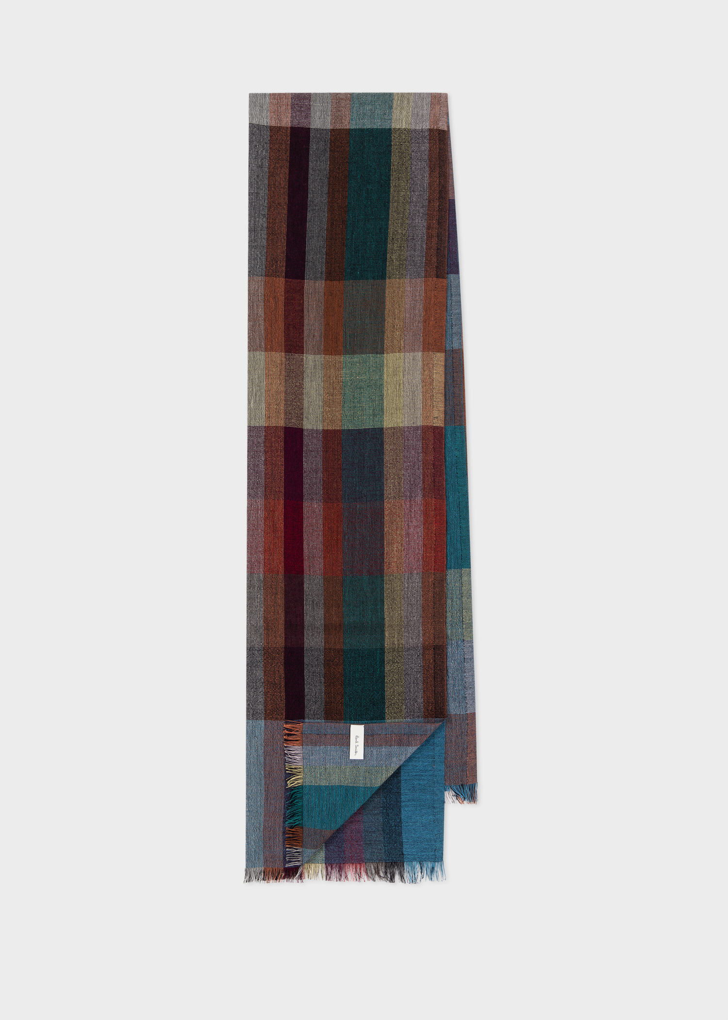 Men's Wool-Silk 'Signature Stripe Check' Scarf