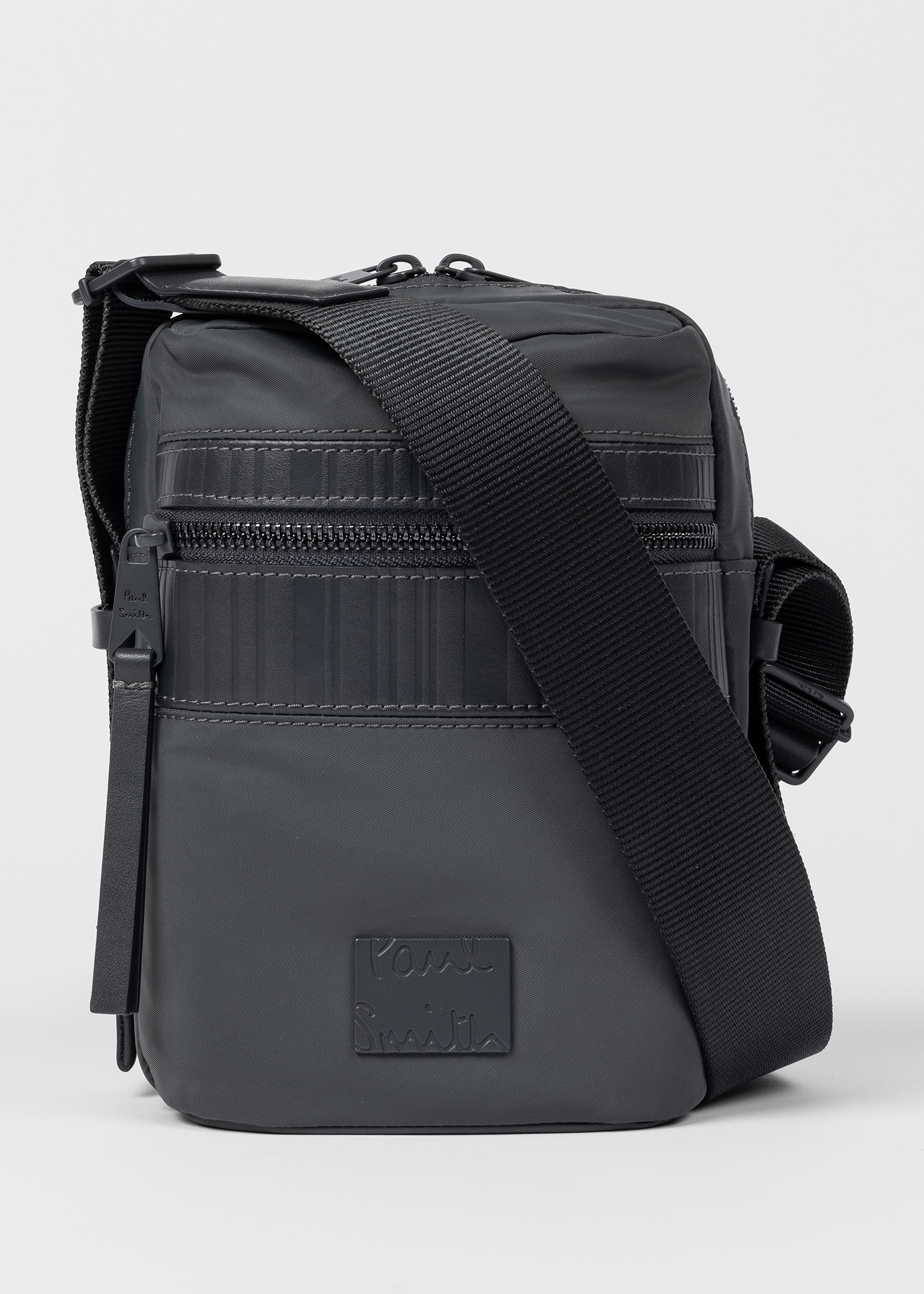 Paul Smith Slate Grey 'Shadow Stripe' Trim Flight Bag | King's Cross