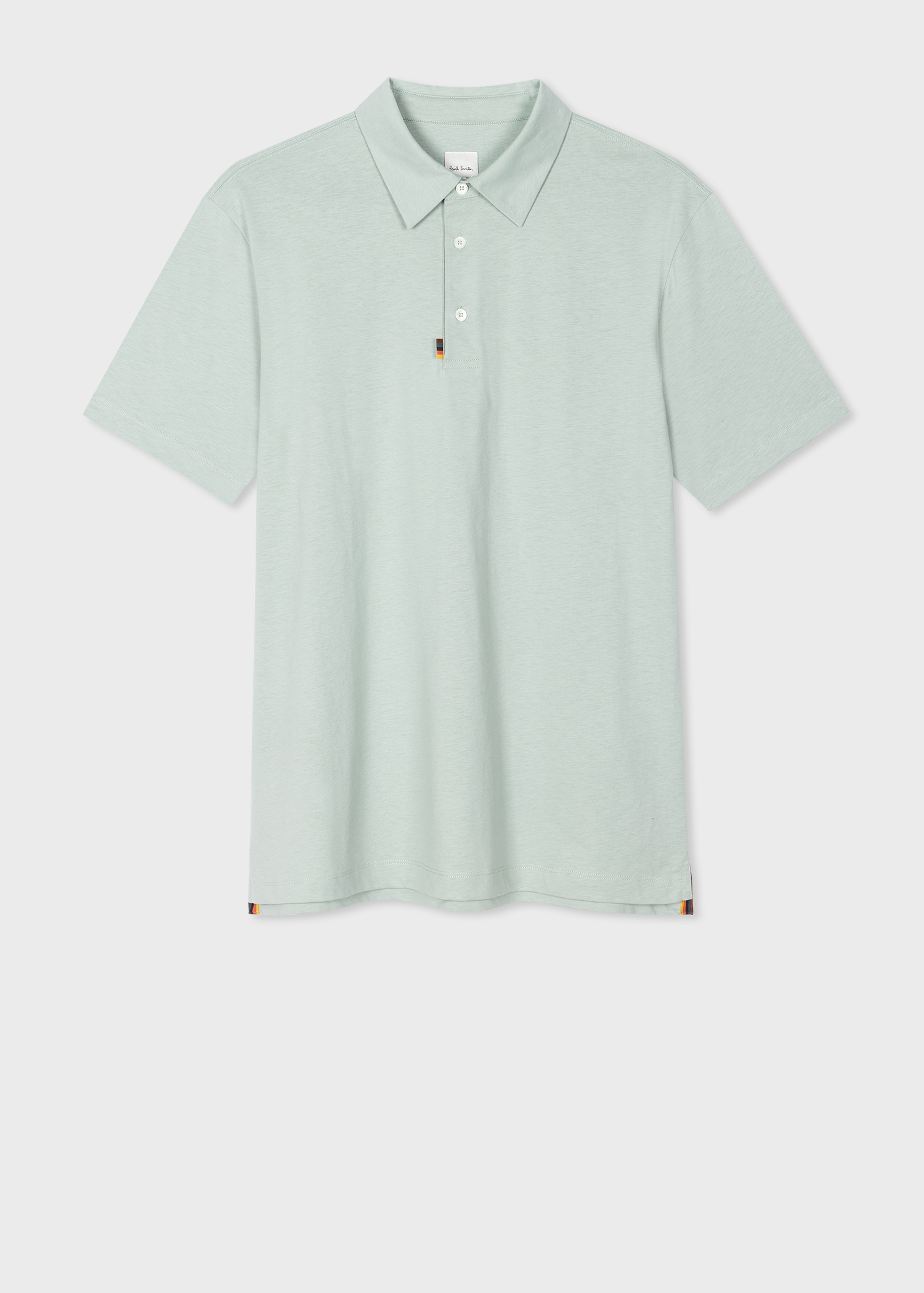 Men's Pale Green Jersey Polo Shirt with 'Artist Stripe' Tab