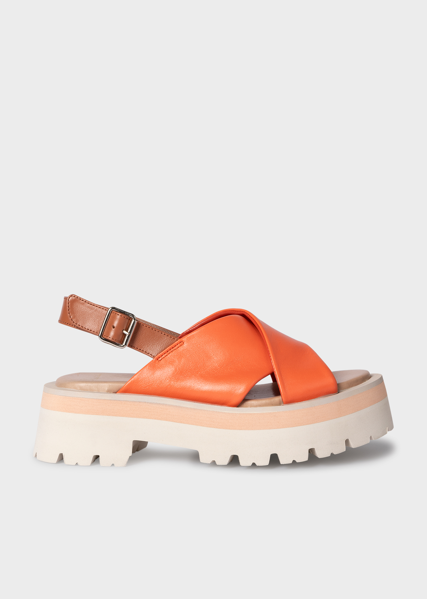 Women's Orange 'Logan' Leather Platform Sandals
