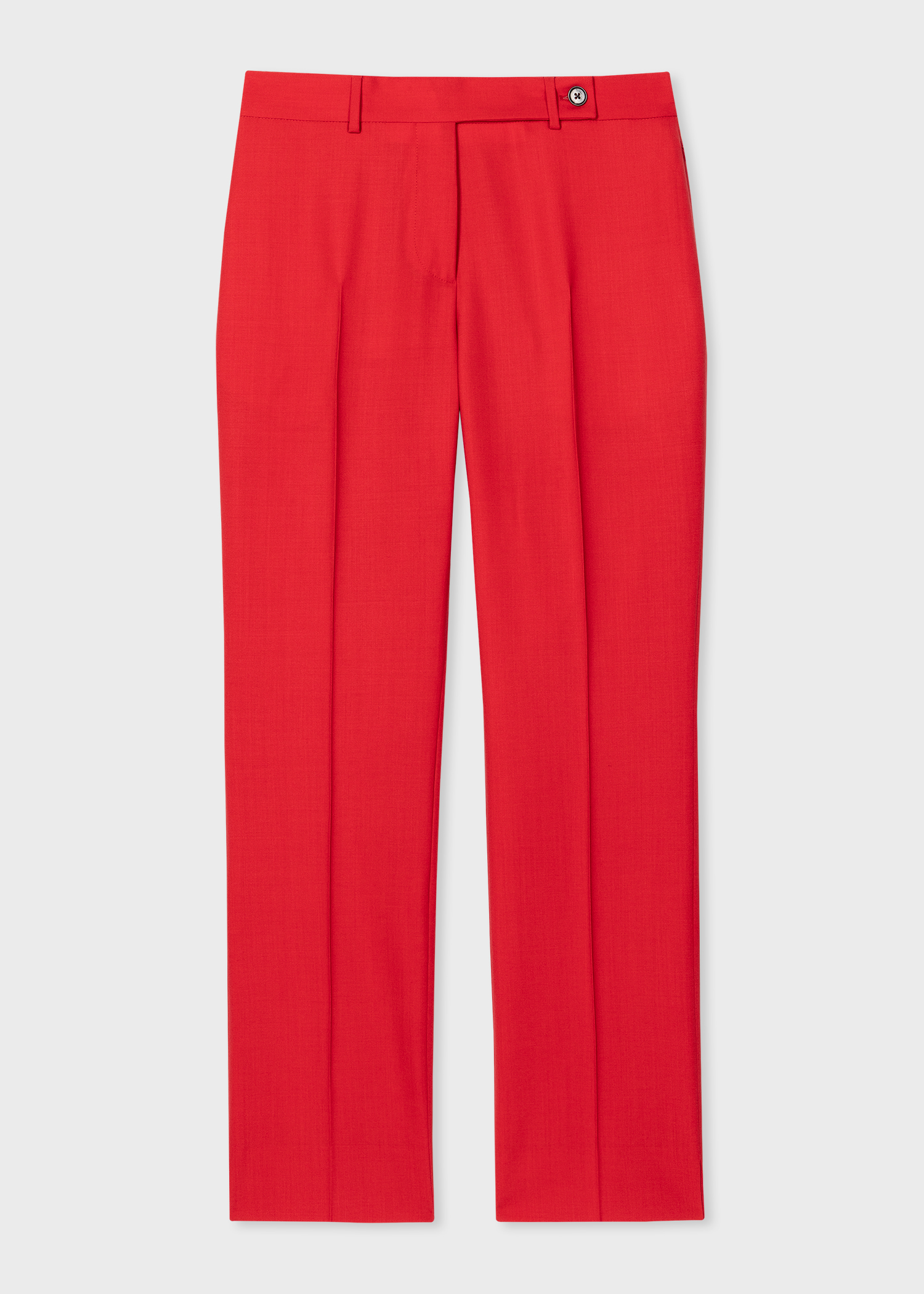 Women's Red Wool Slim-Fit Pants