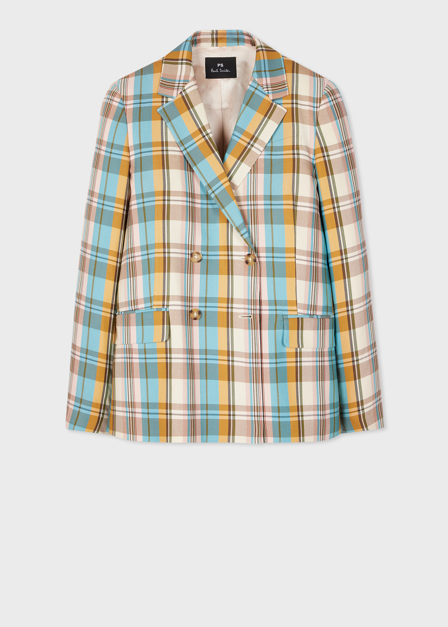 Women's Multicolour Check Double Breasted Jacket