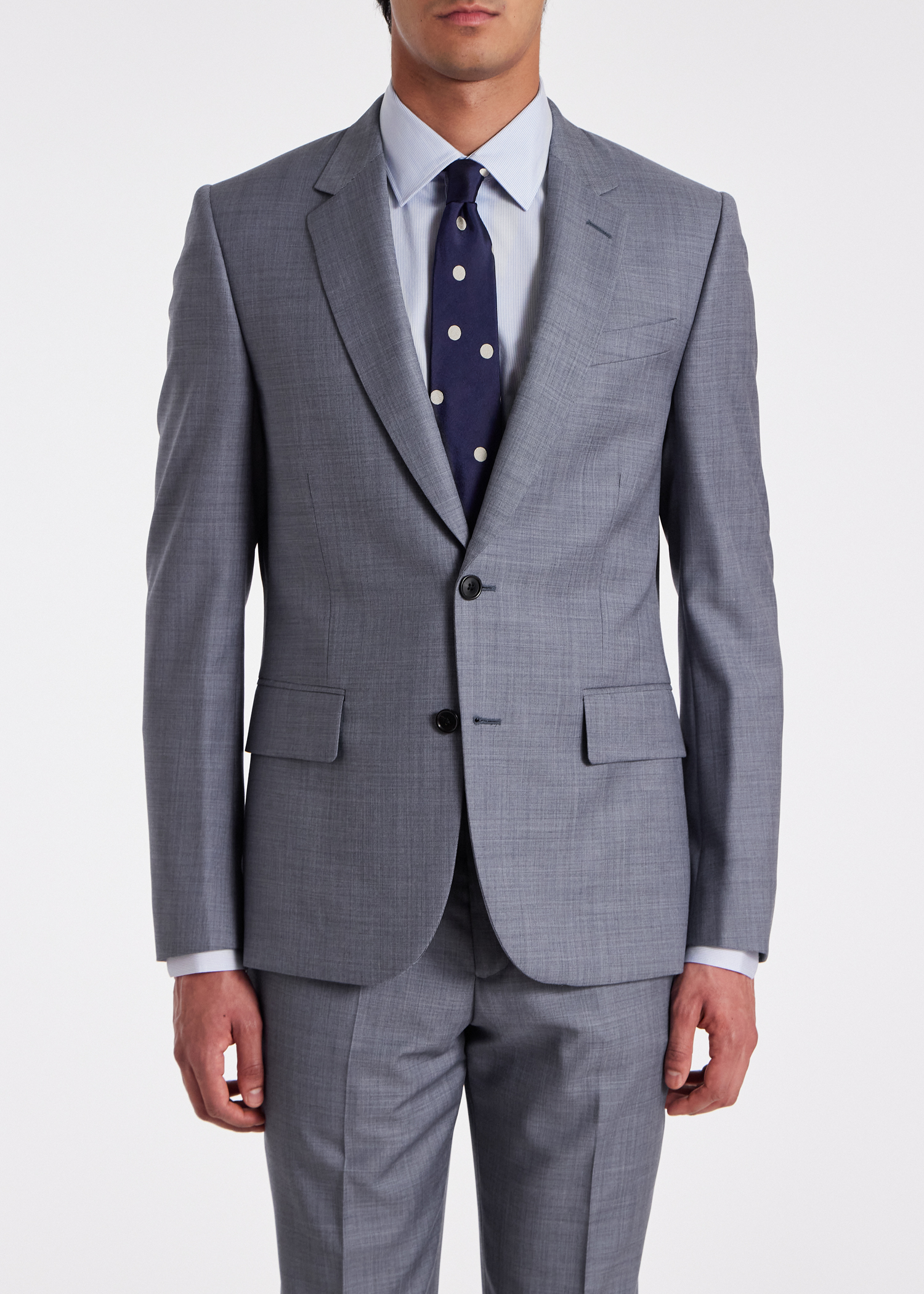 The Soho - Tailored-Fit Grey Blue Wool Sharkskin Suit