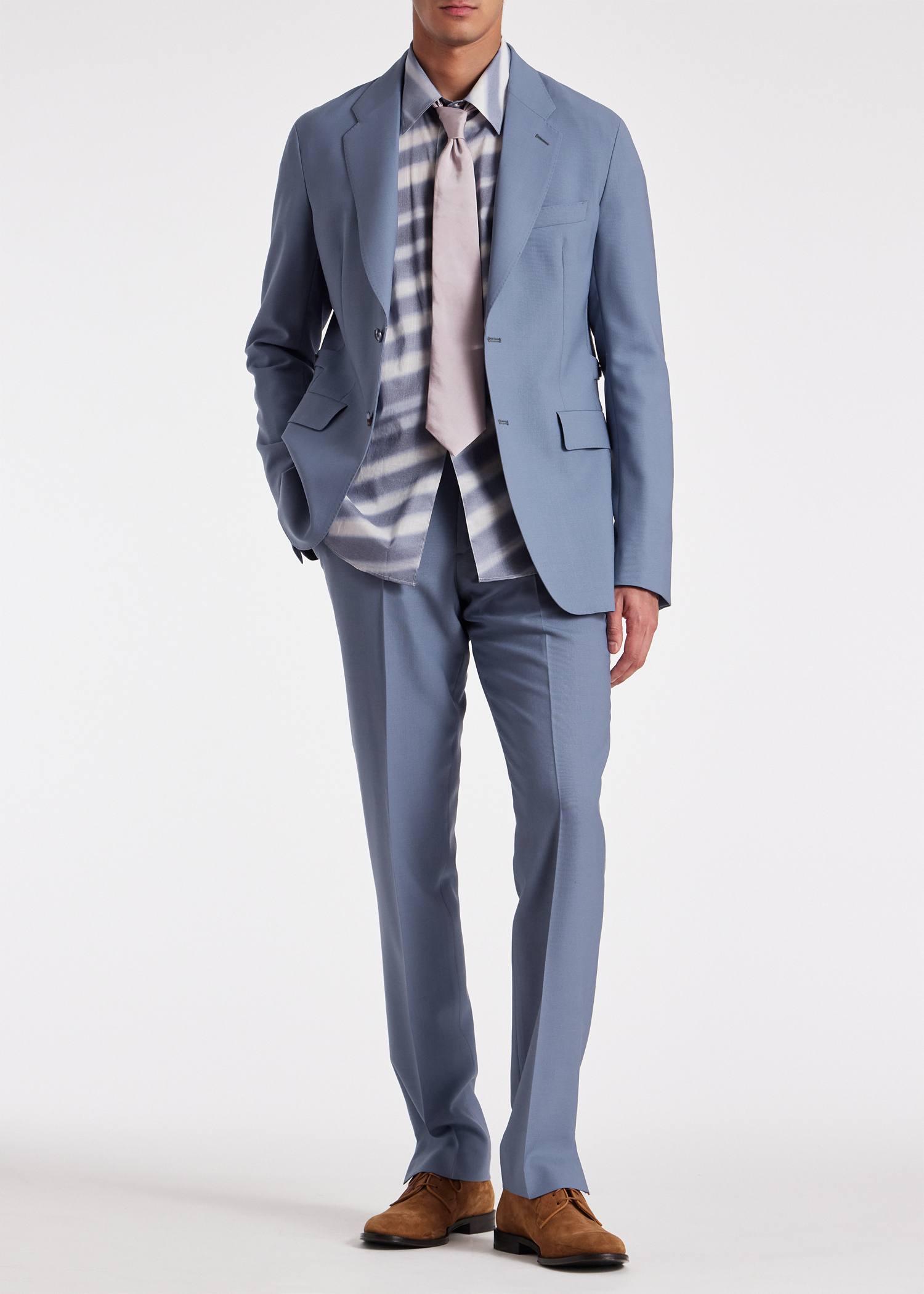 Tailored-Fit Blue Fresco Wool Suit