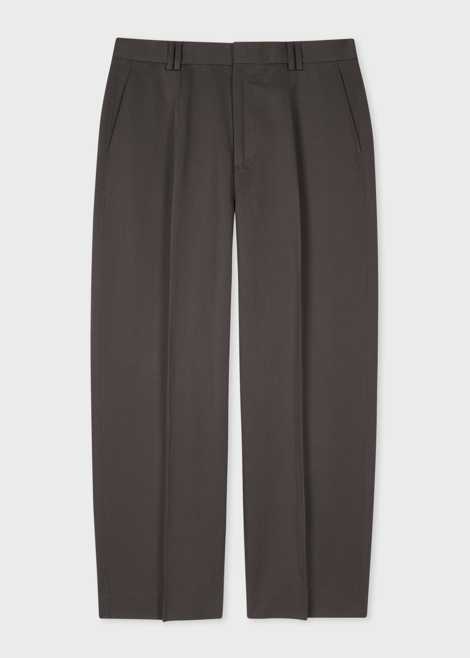 Men's Charcoal Cotton-Linen Barrel Leg Trousers