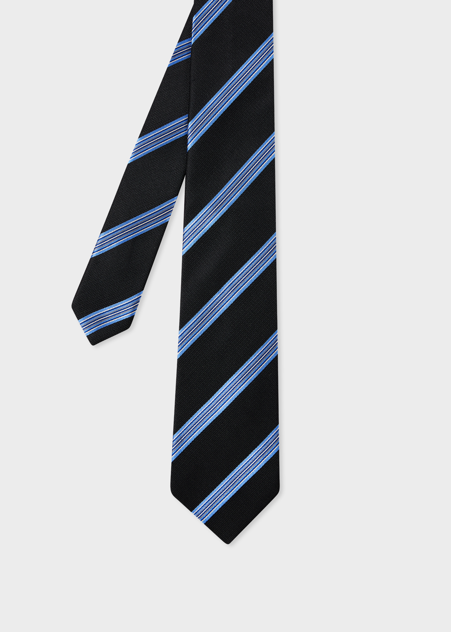 Black and Light Blue Diagonal Stripe Tie