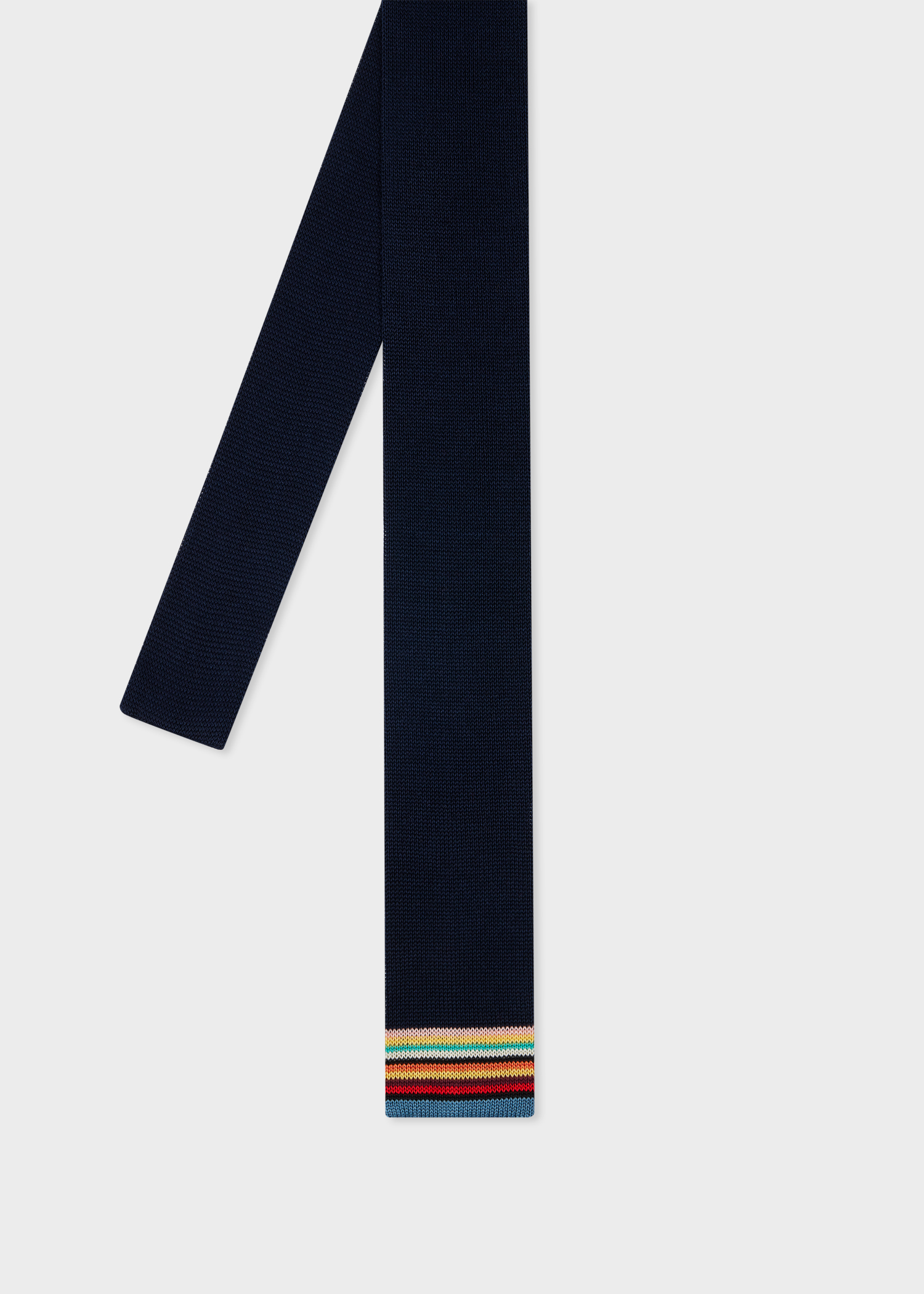 Navy Knitted Cotton Tie With 'Signature Stripe' Tip