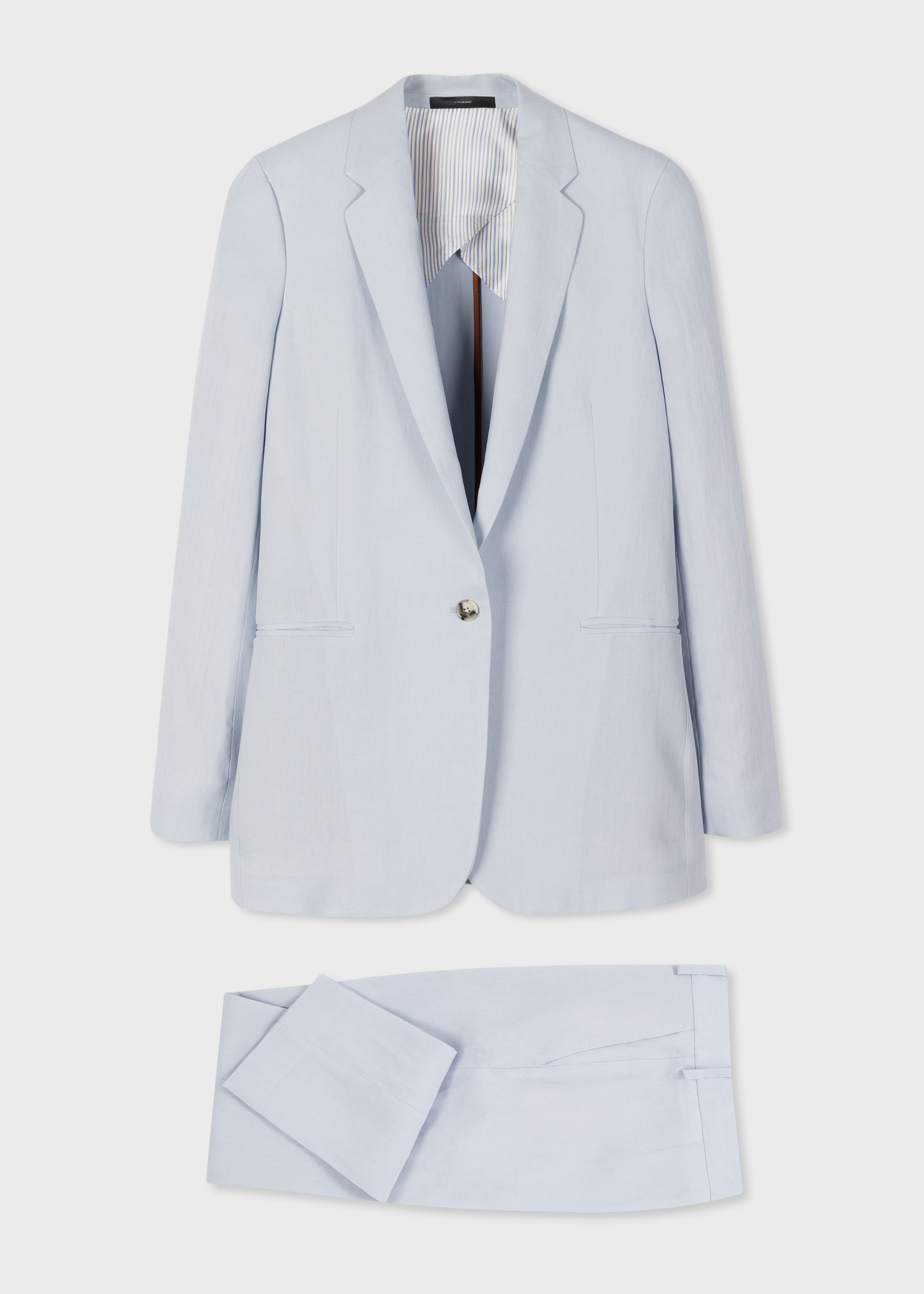 Women's Pale Blue Linen One-Button Suit