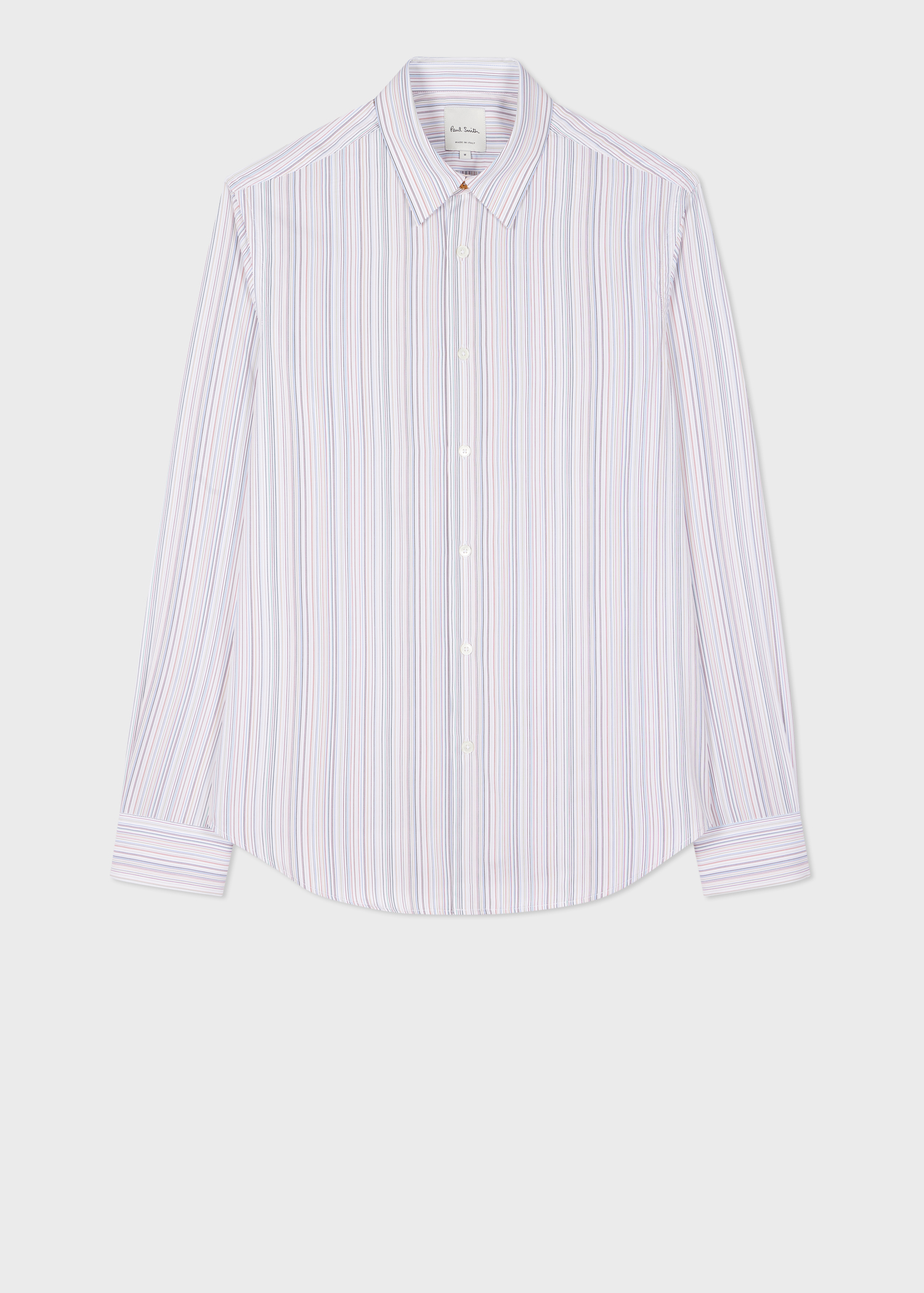 Men's Slim-Fit White 'Signature Stripe' Cotton Shirt