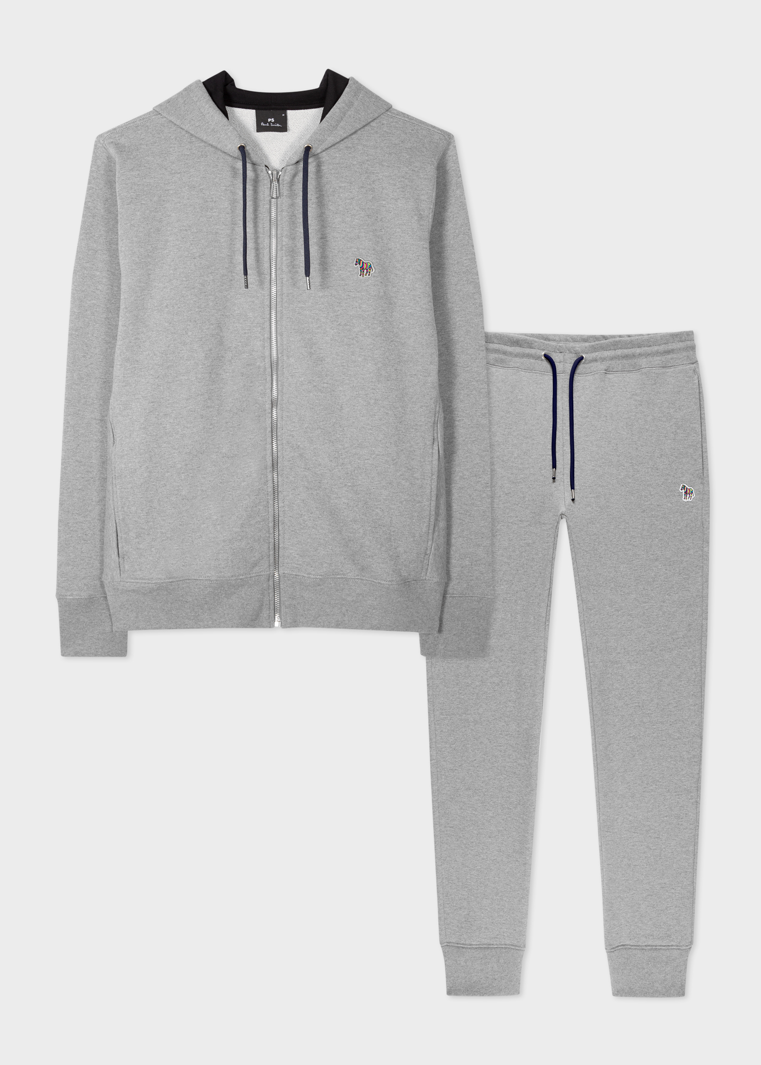 Grey Organic Cotton Zebra Logo Hoodie And Sweatpants Set