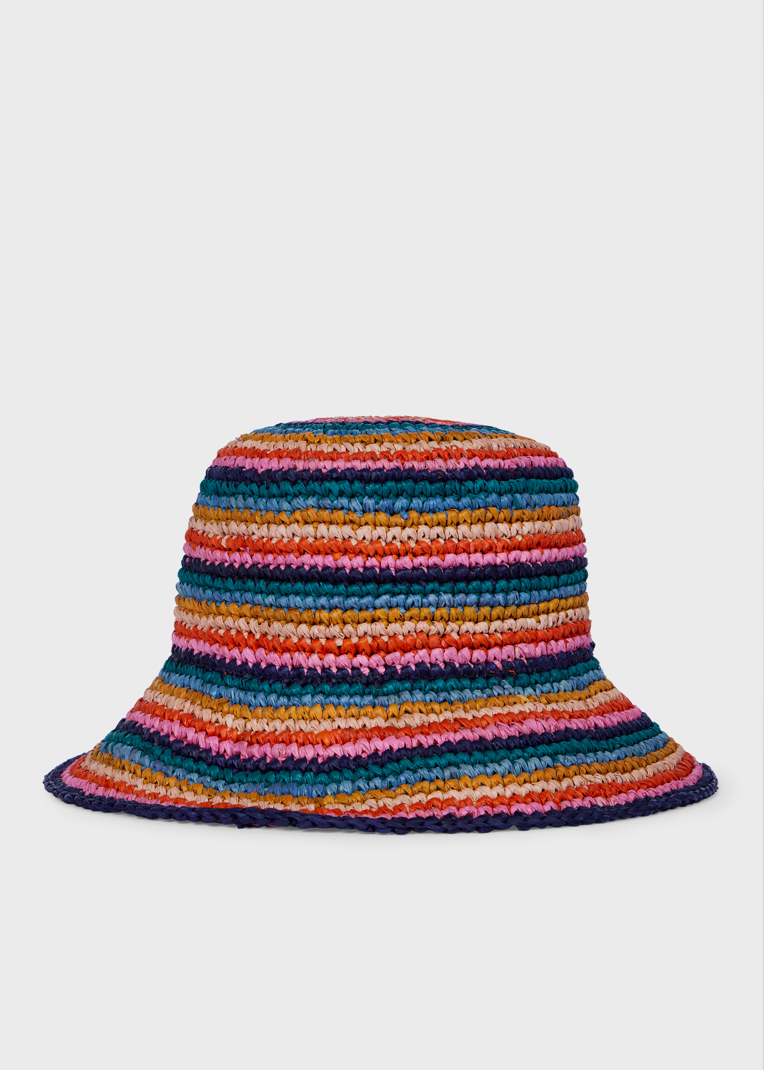 Women's Multicolour Stripe Crochet Bucket Hat