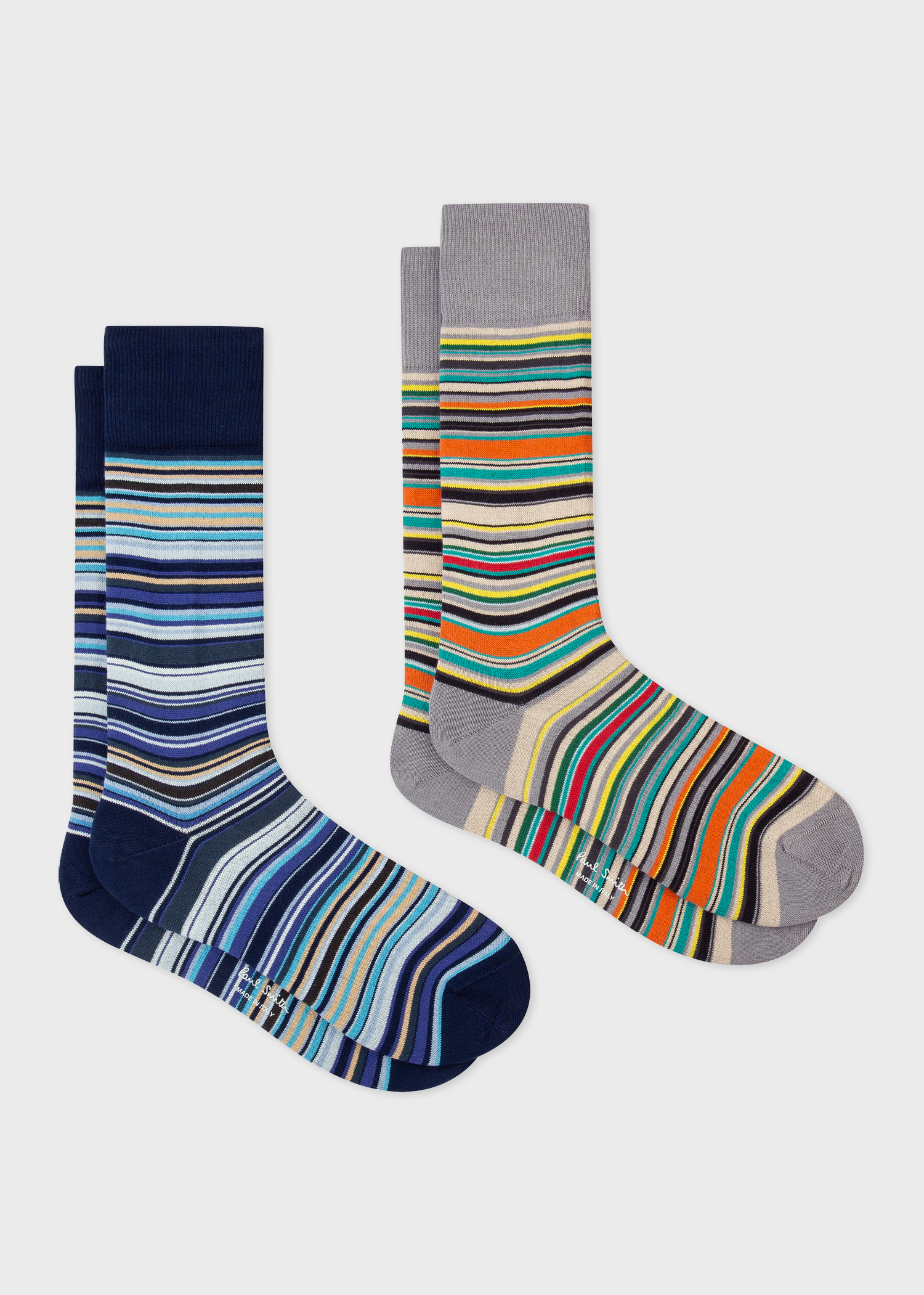 Men's Navy And Grey 'Signature Stripe' Socks Two Pack