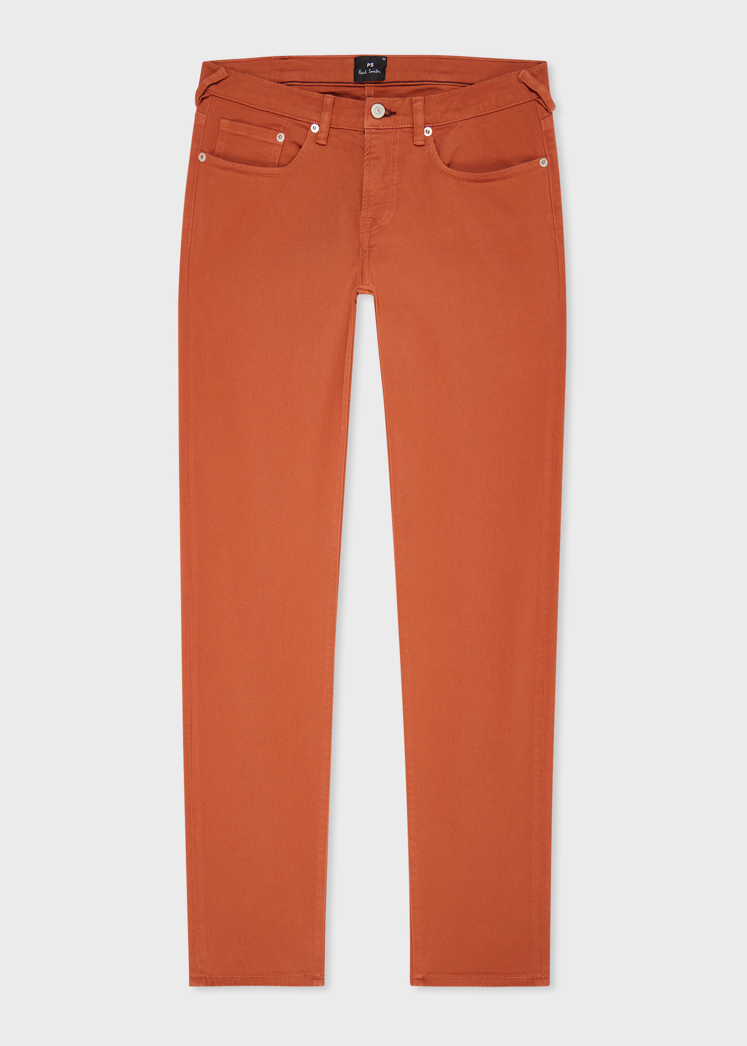Men's Tapered-Fit Rust Garment-Dyed Organic Cotton-Stretch Jeans