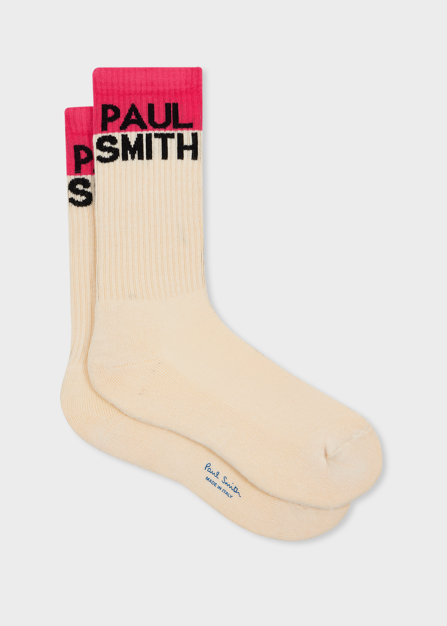 PS Paul Smith Cream and Red Logo Ribbed Socks | King's Cross
