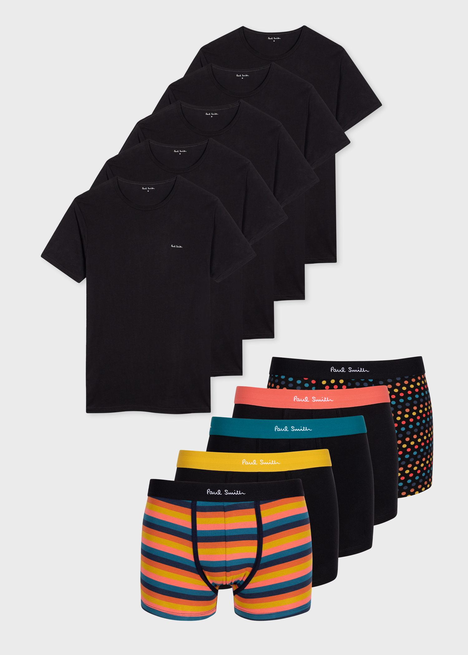 Men's Five Pack Black Complete Underwear Gift Set