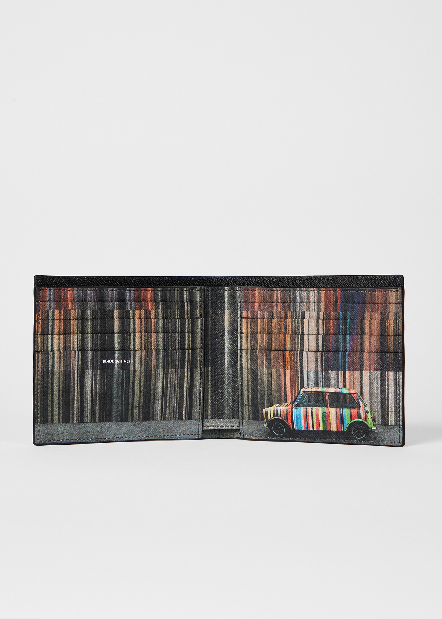 Black 'Mini Stripe' Leather Billfold Wallet