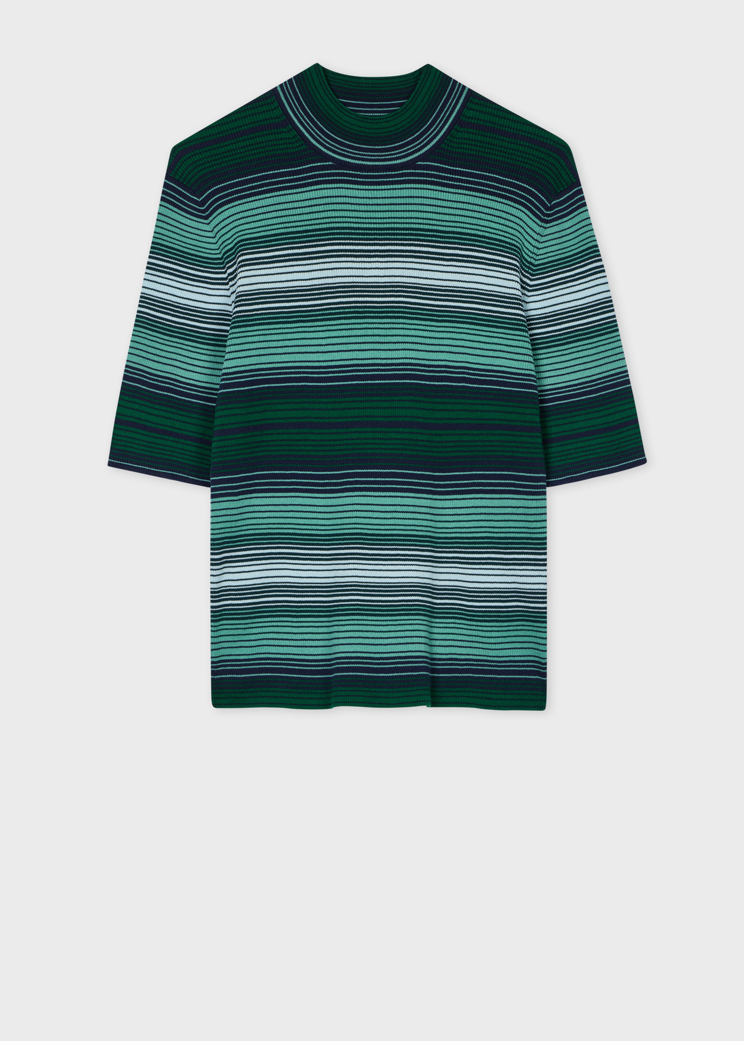 PS Paul Smith Women's Teal Gradient Stripe Knitted Top PS Paul Smith Women's Teal Gradient Stripe Knitted Top