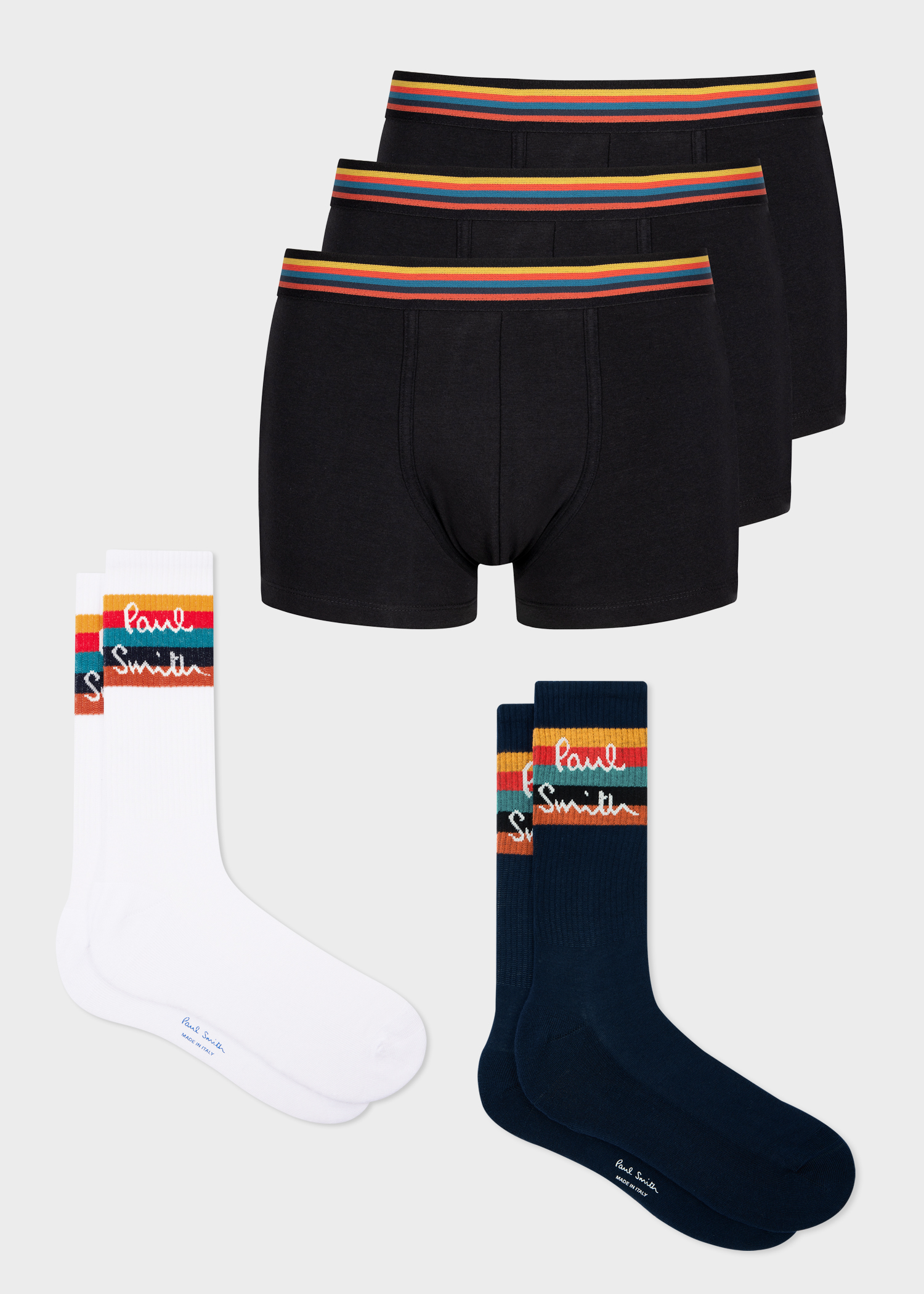 'Artist Stripe' Black Boxers & Socks Gift Set