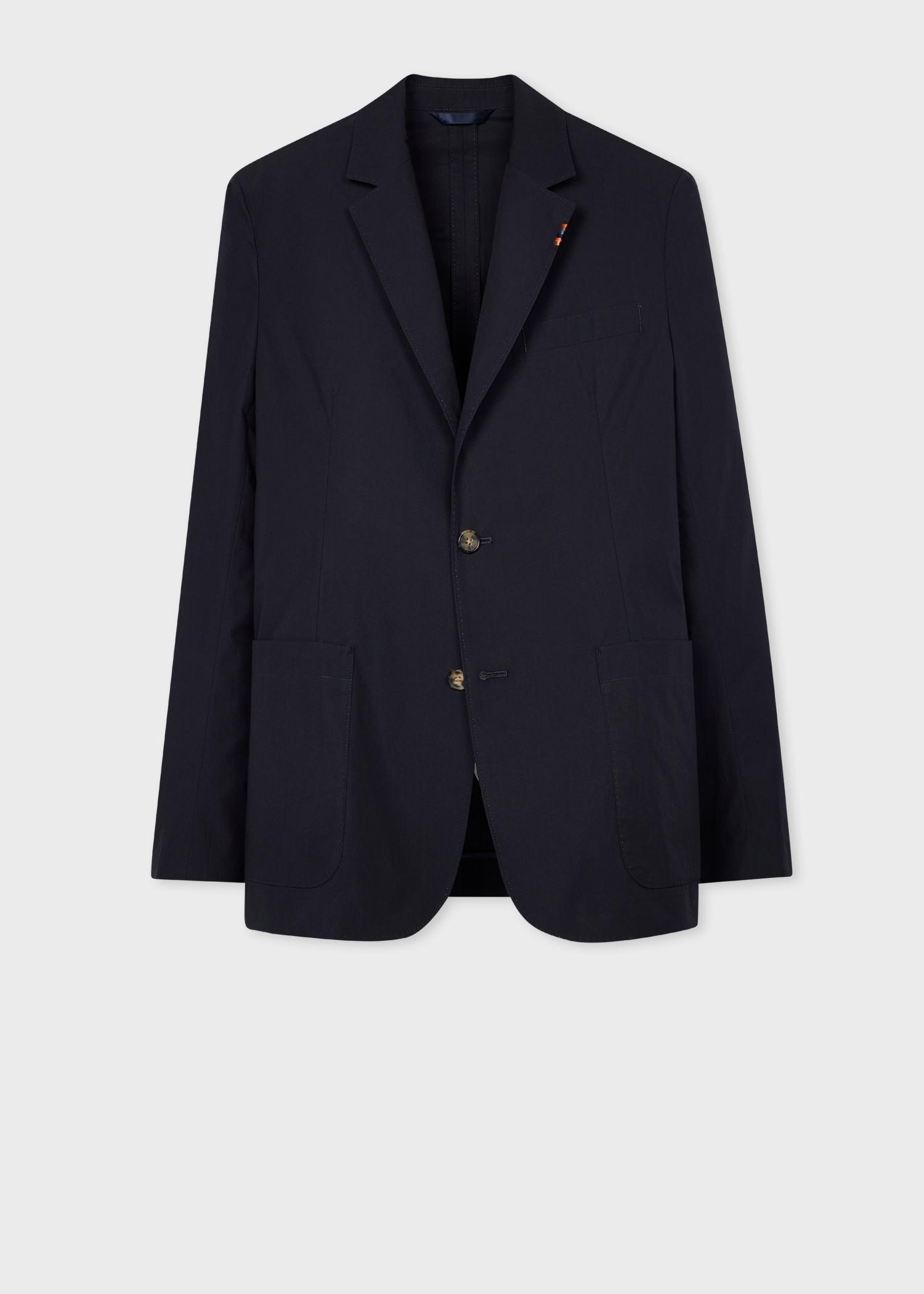 Men's Dark Navy Cotton Three-Button Blazer