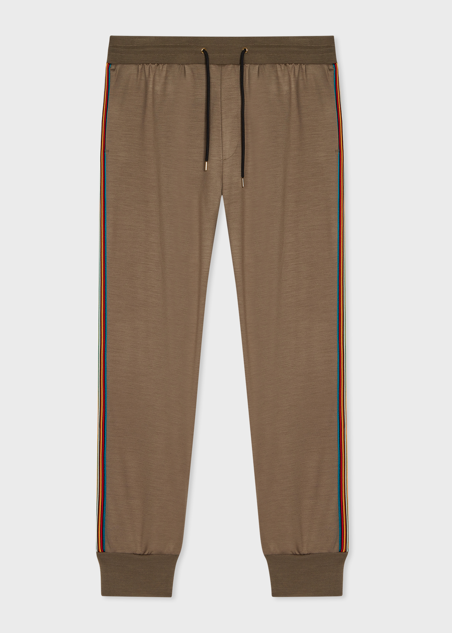 Men's Khaki Washable Wool 'Signature Stripe' Sweatpants