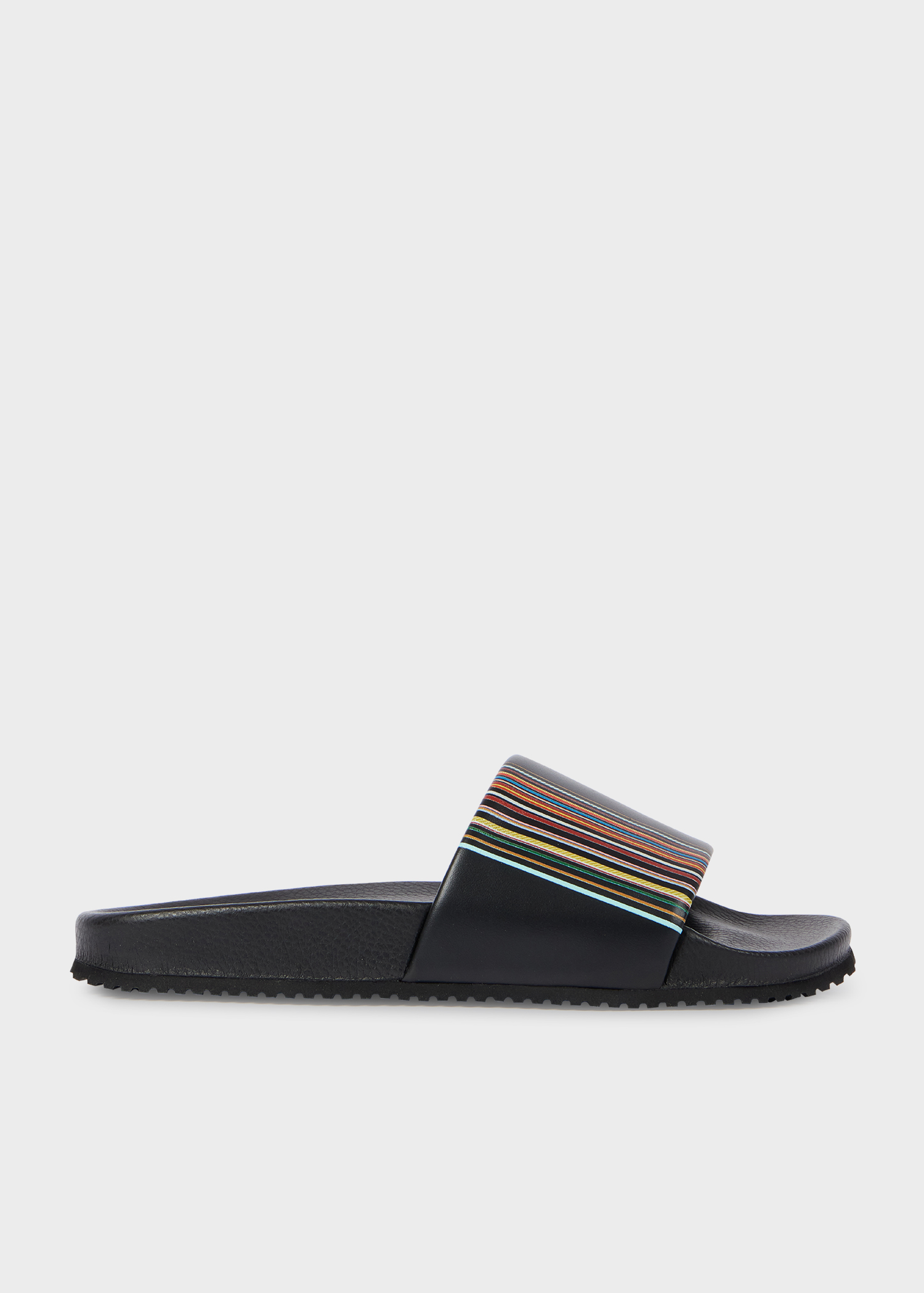 Men's Black 'Signature Stripe' Detail 'Dru' Slides