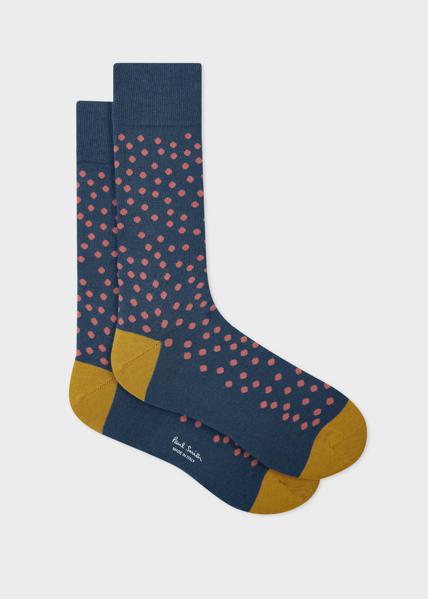 Dark Blue Cotton-Blend Polka Dot Socks