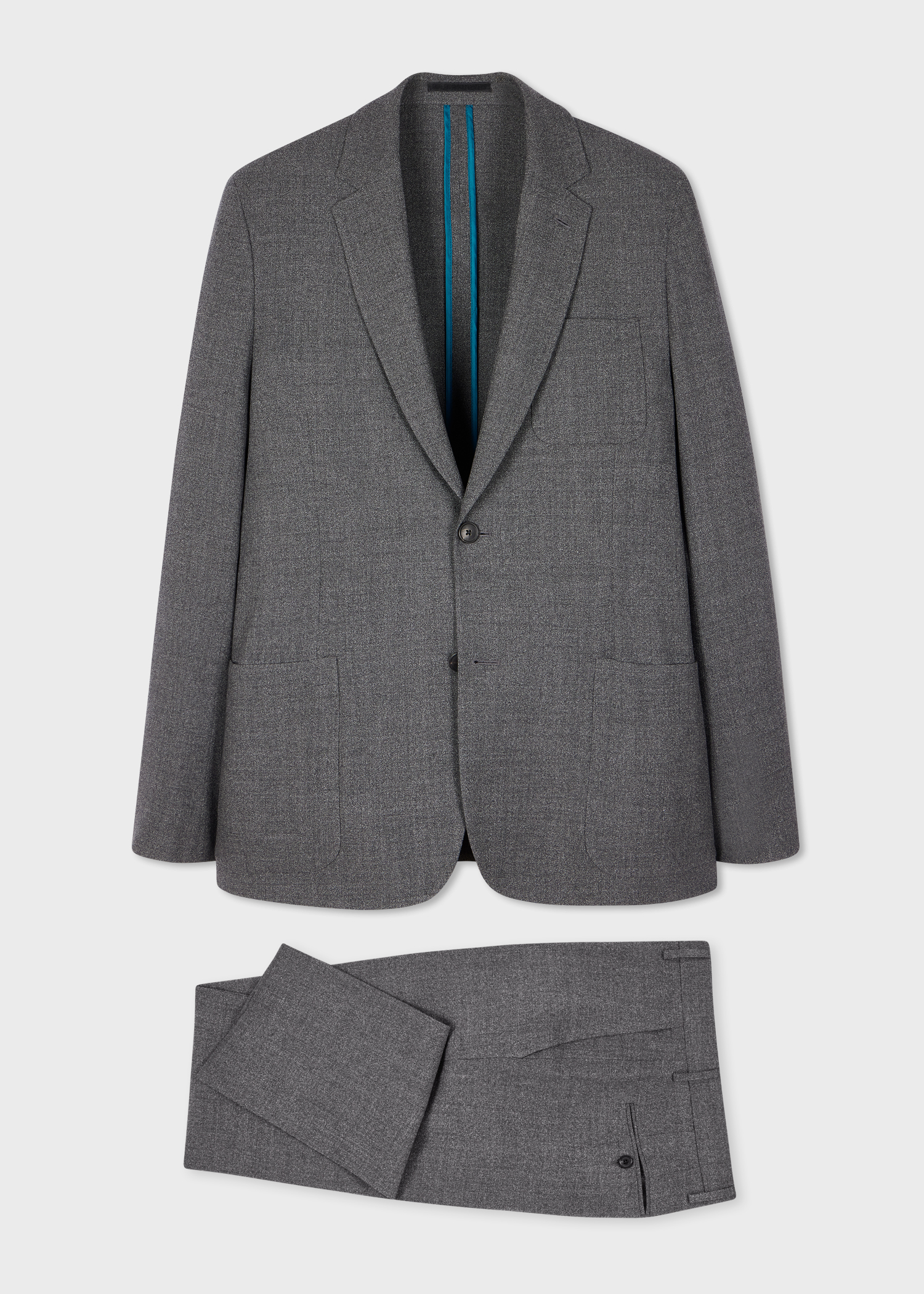 Men's Grey Marl Two-Ply Merino Wool Suit