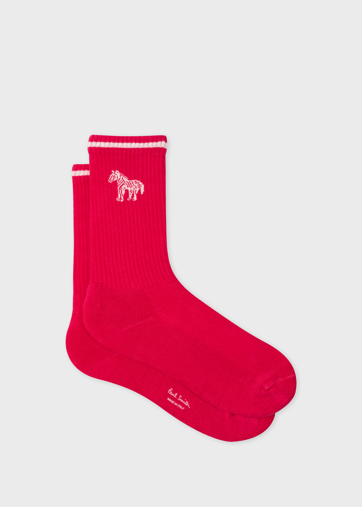 PS Paul Smith Bright Pink Zebra Logo Ribbed Socks | King's Cross