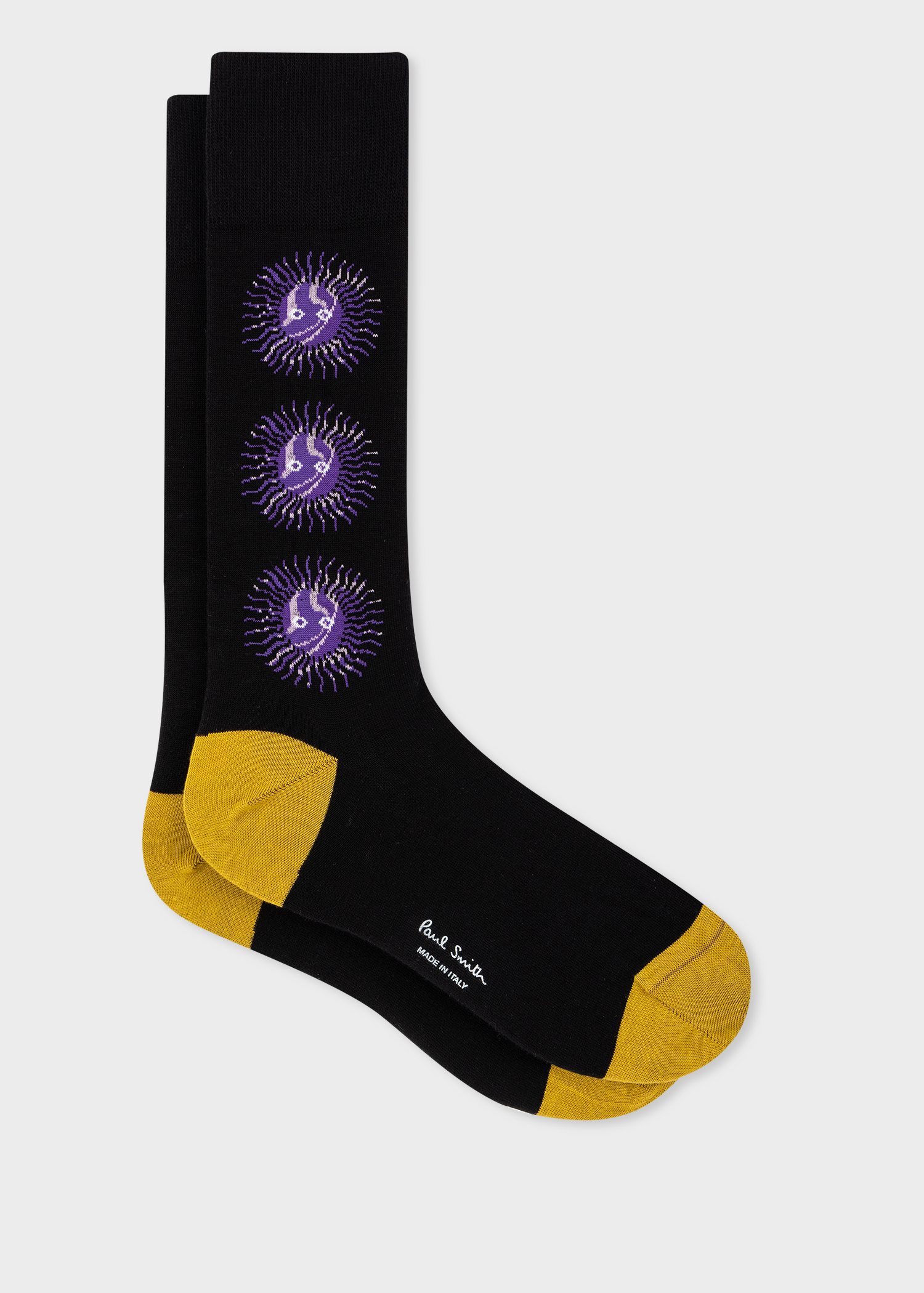 Men's Black Cotton-Blend 'Sun' Socks
