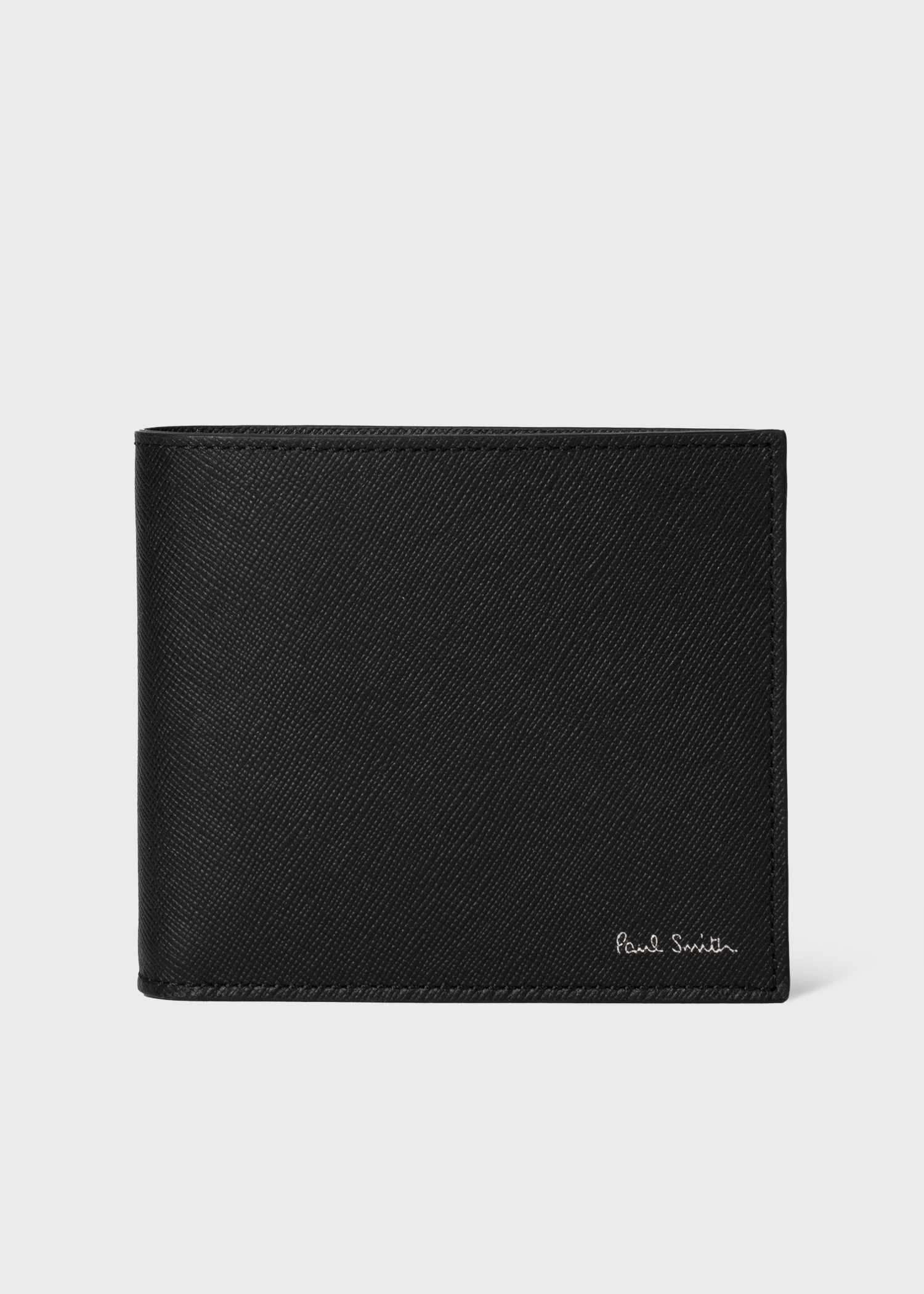 Black Leather Mount Fuji Billfold And Coin Wallet
