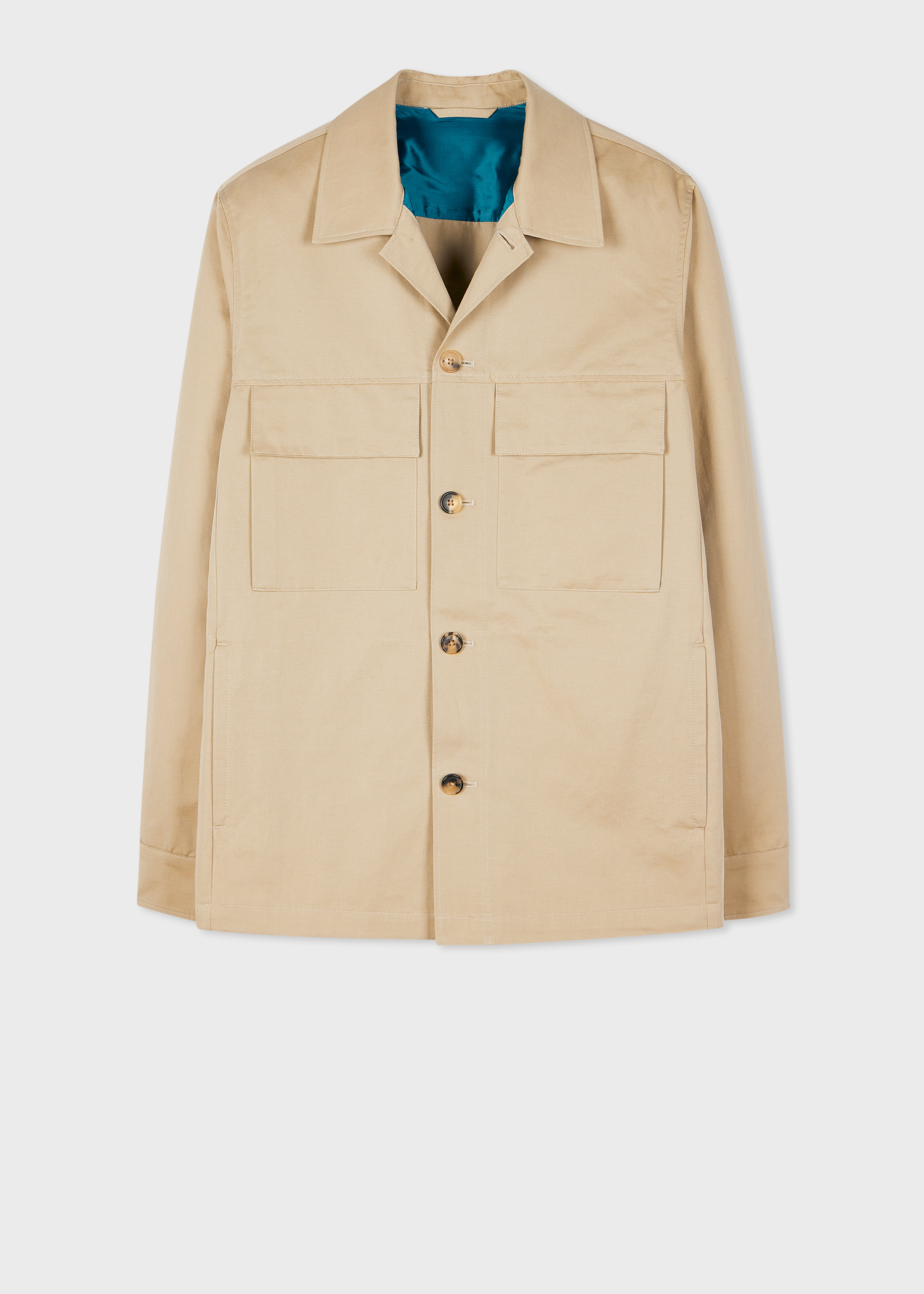 Men's Beige Cotton-Linen Shirt Jacket