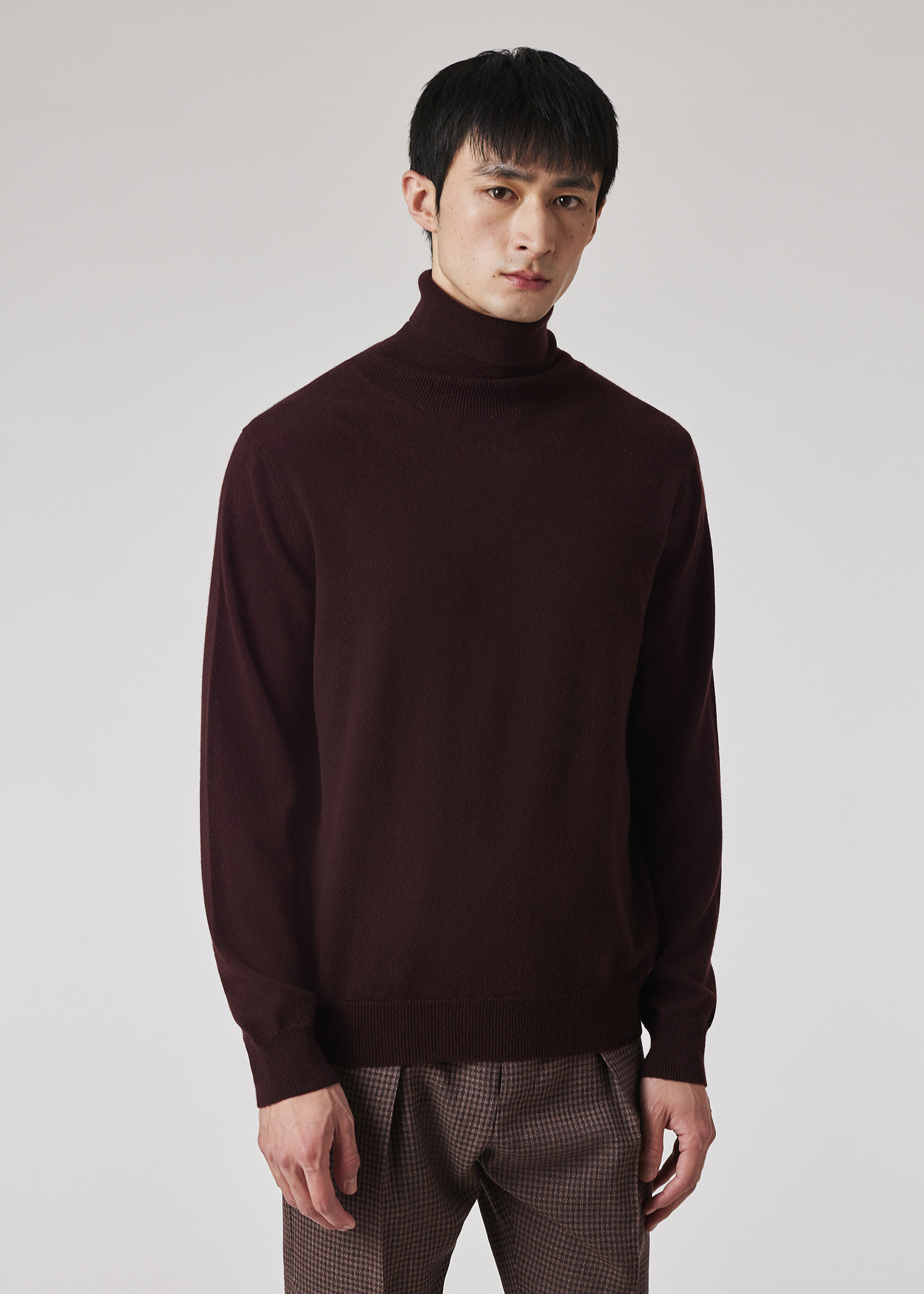 Pull Col Roulé Homme Bordeaux en Cachemire