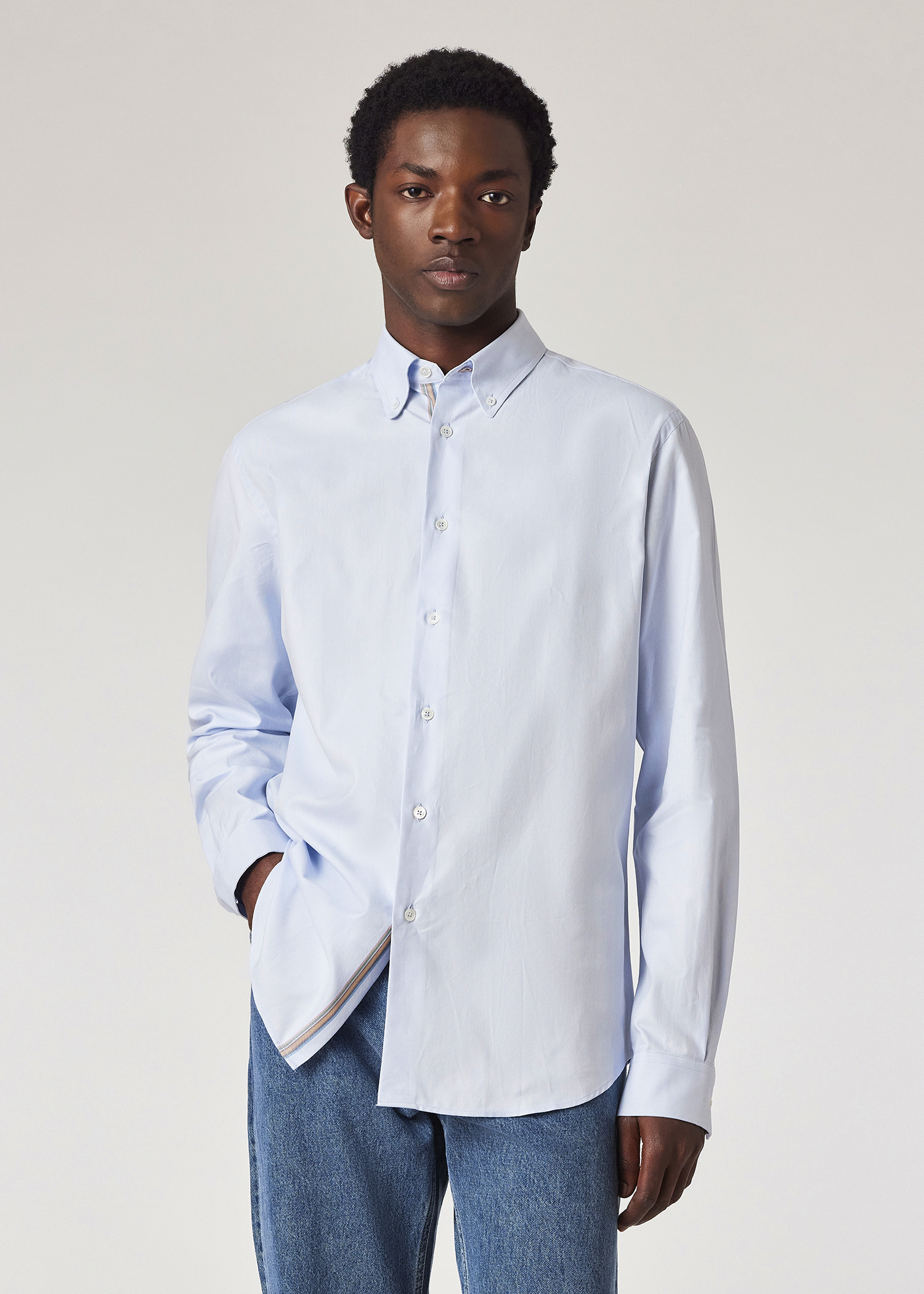 Men's Classic-Fit Pale Blue Oxford Cotton Button-Down Shirt