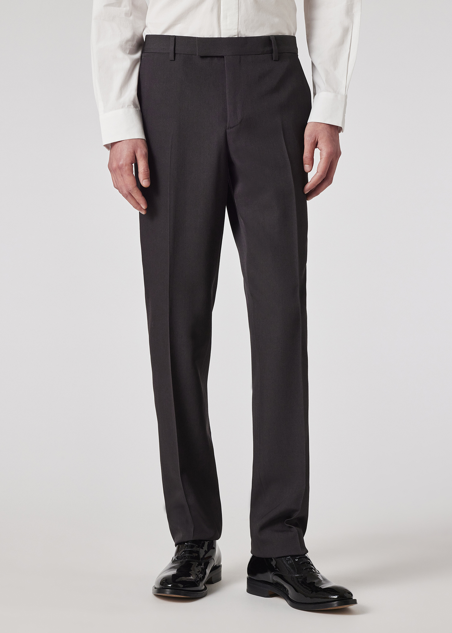 Men's Straight-Fit Charcoal Wool Trousers