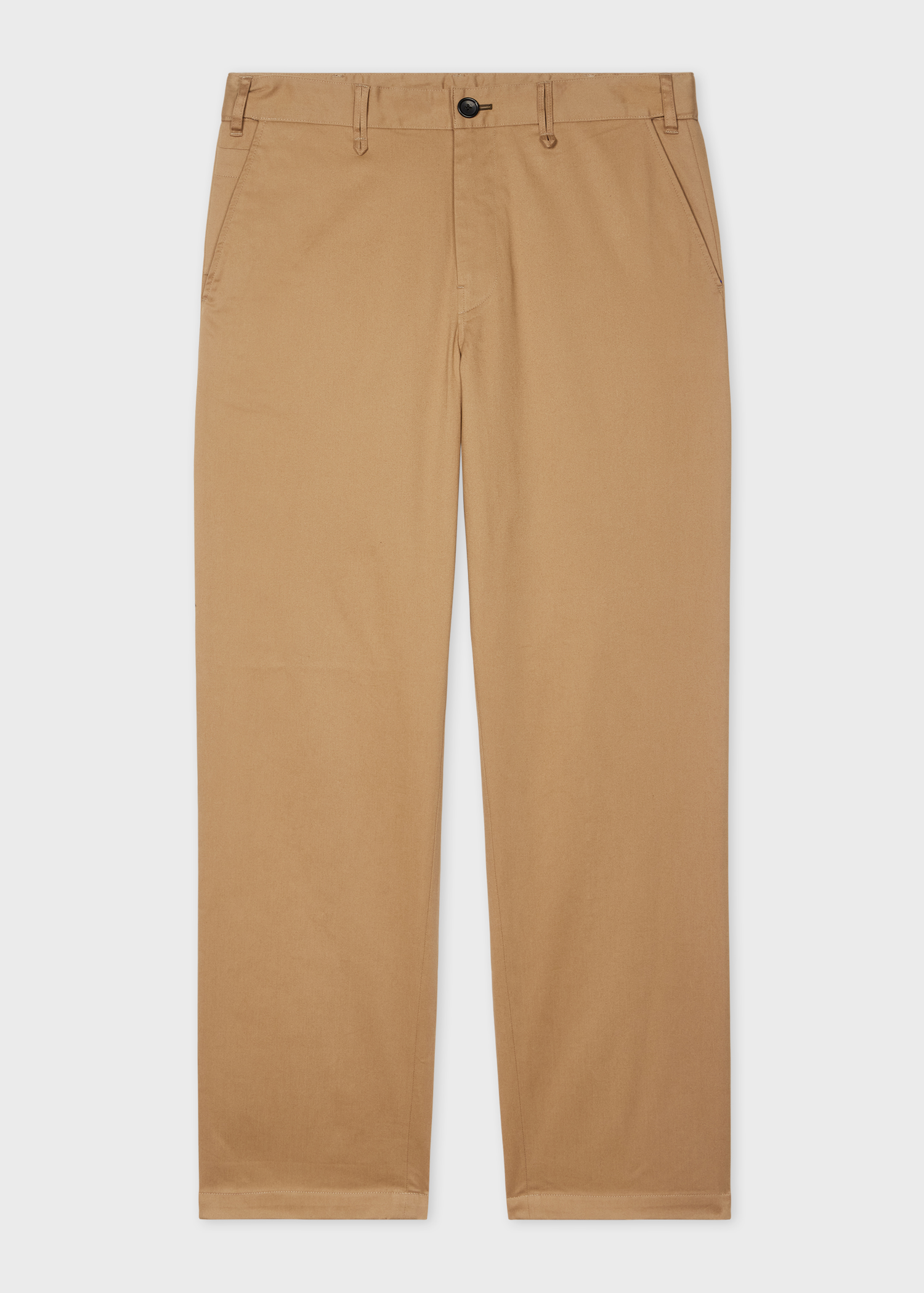 Men's Relaxed-Fit Tan Stretch-Cotton Sateen Trousers