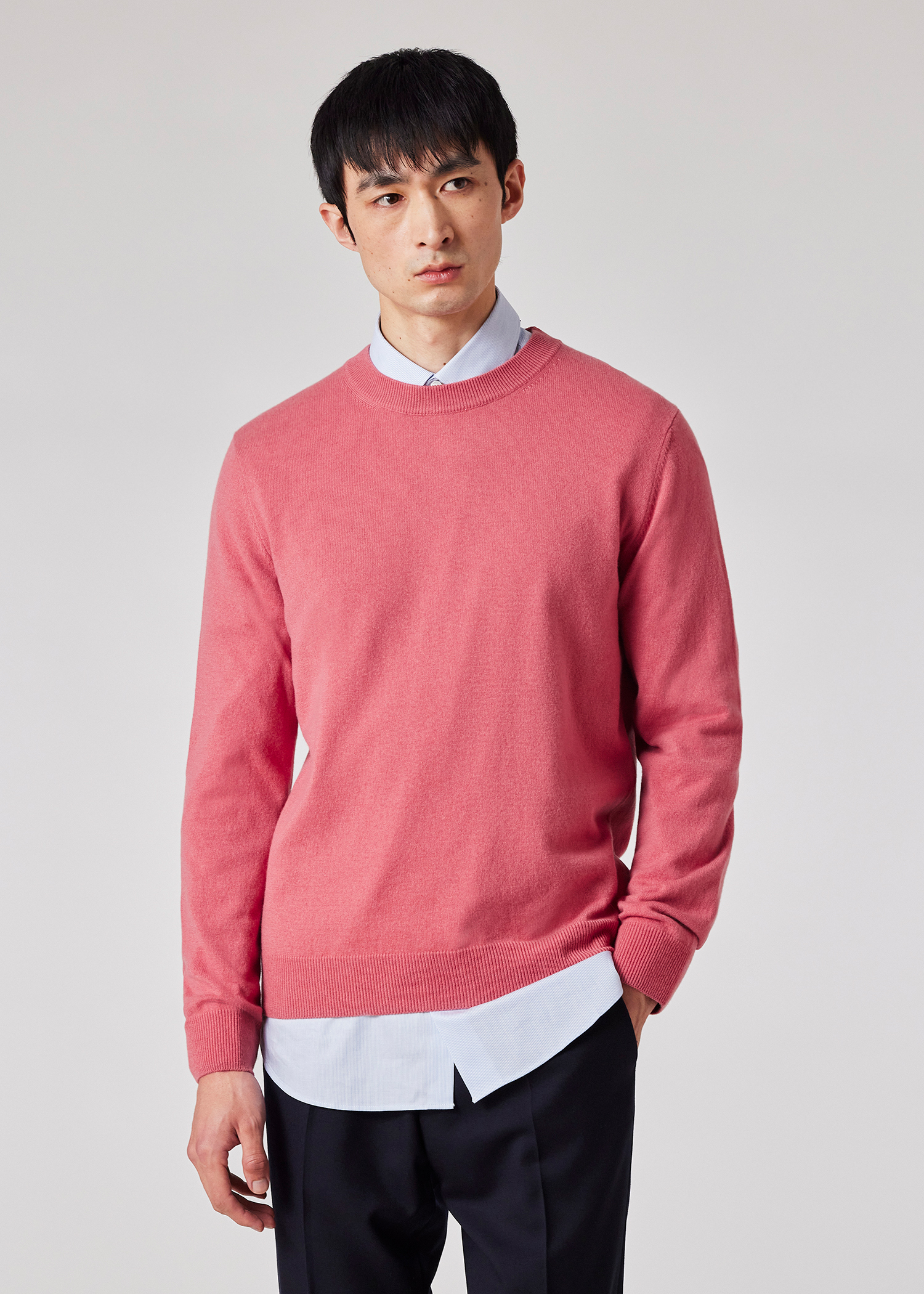 Men's Pink Cashmere Crew Neck Sweater