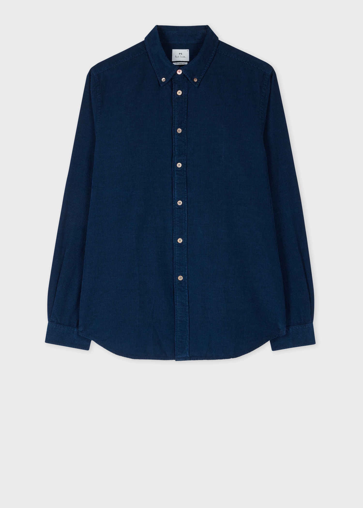 Men's Tailored-Fit Dark Navy Corduroy Button-Down Shirt