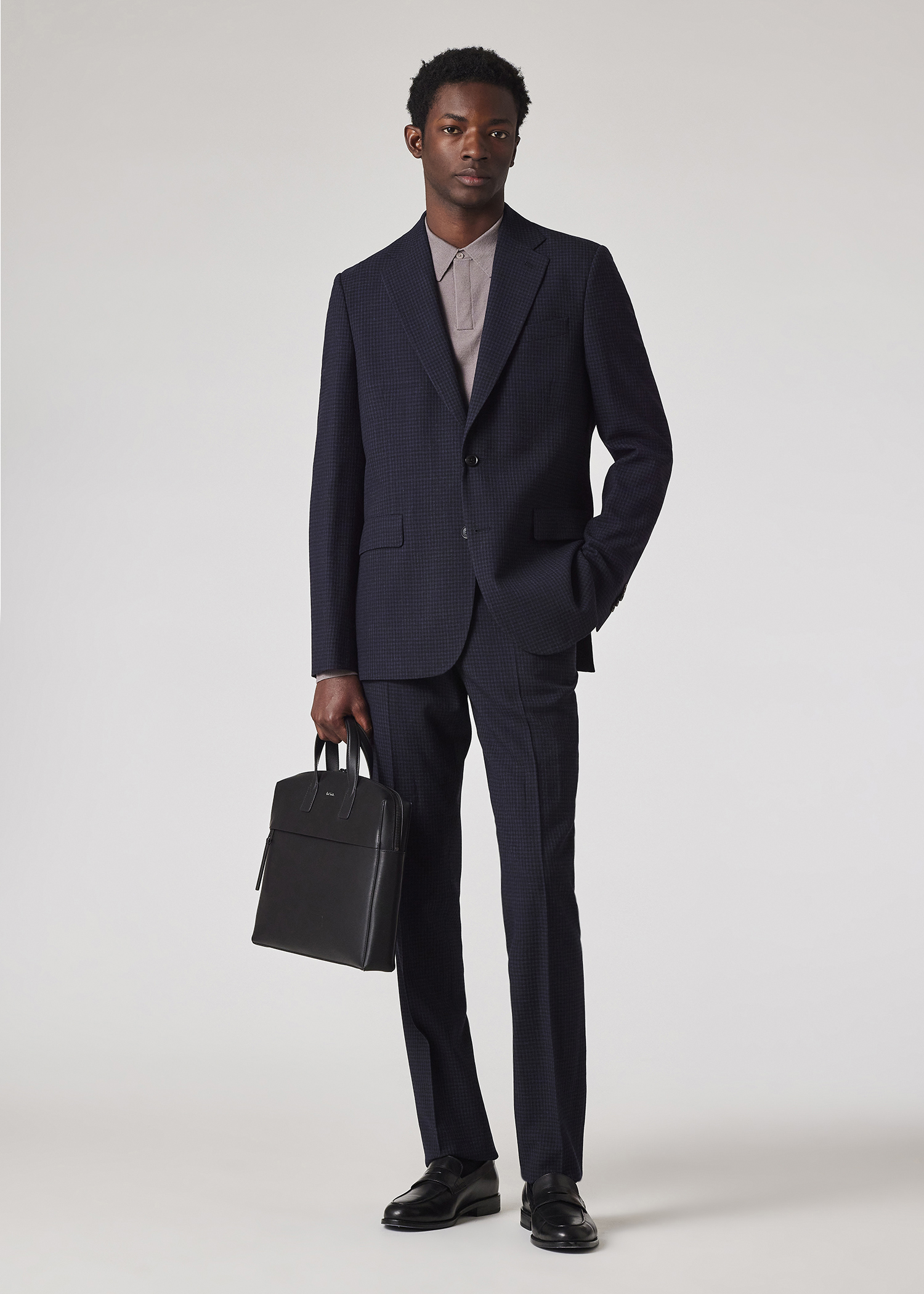 Men's The Brierley - Navy Gingham Check Stretch-Wool Suit