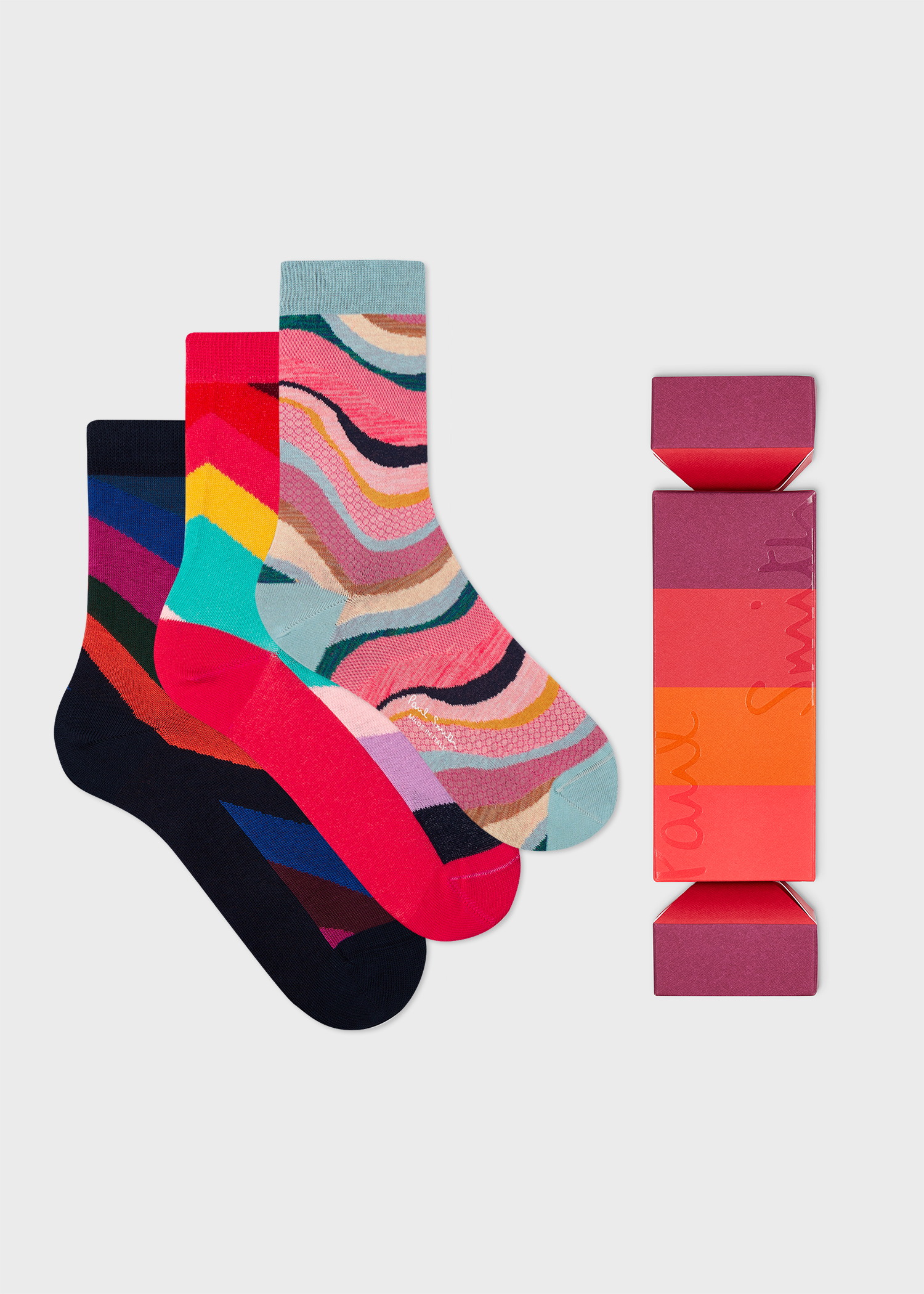 Women's Mixed 'Swirl' 'Festive Cracker' Socks Three Pack