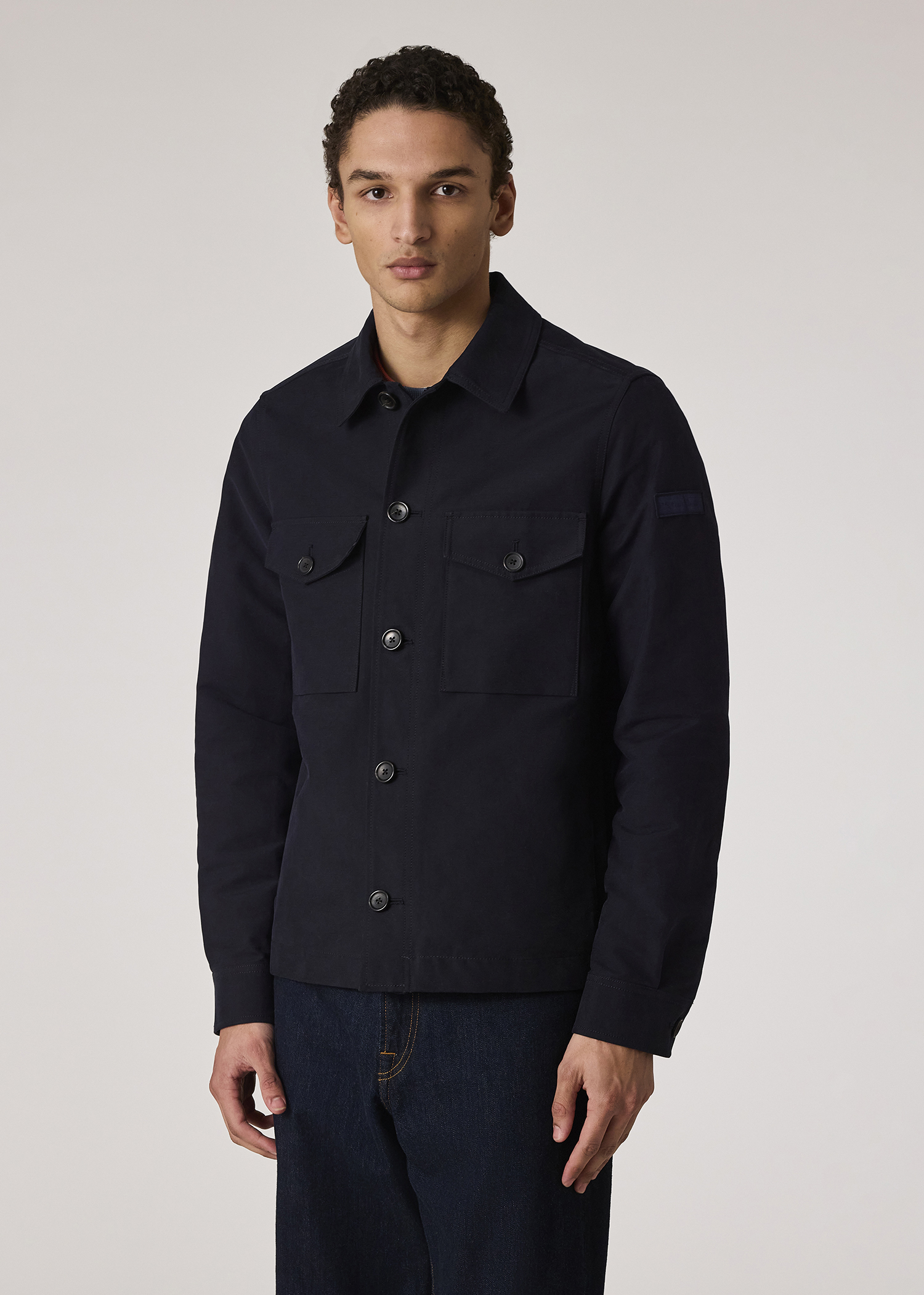 Men's Navy Cotton-Nylon Overshirt