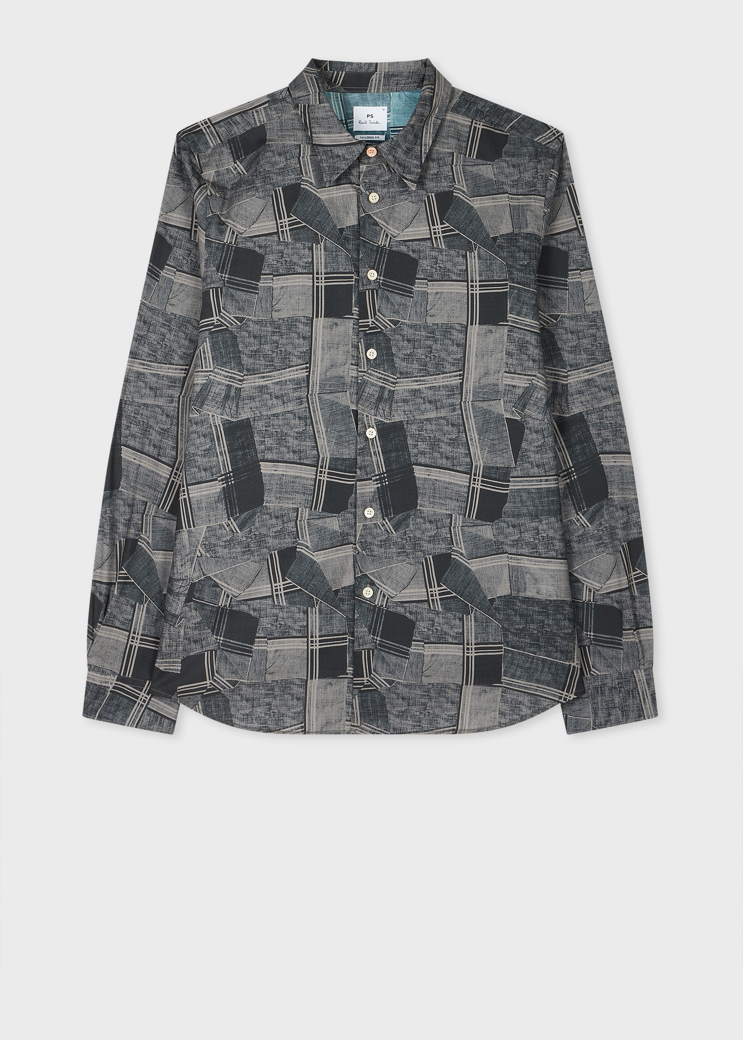 Tailored-Fit Patchwork Print Cotton Shirt