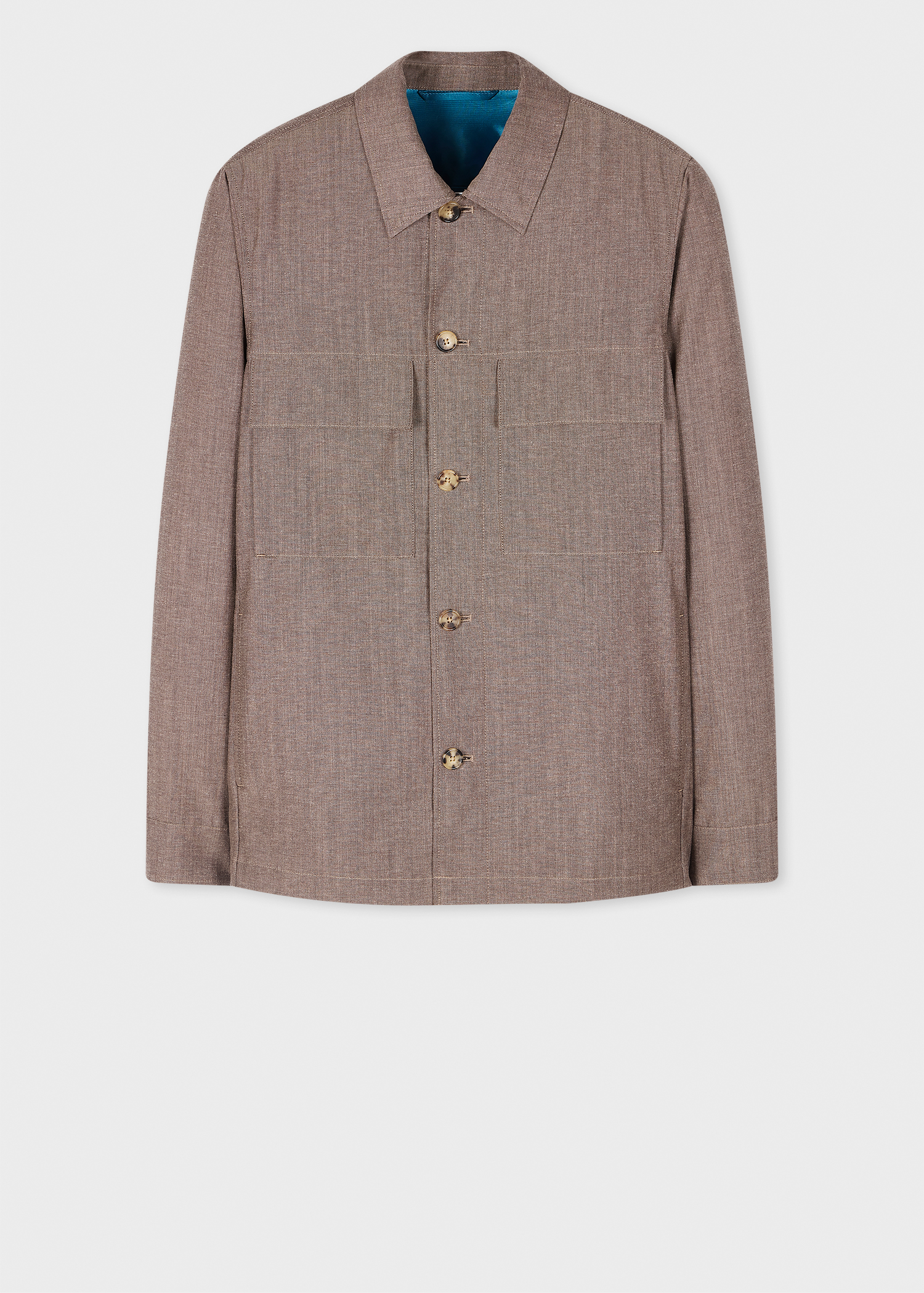 Men's Light Brown Wool-Cotton Blend Overshirt