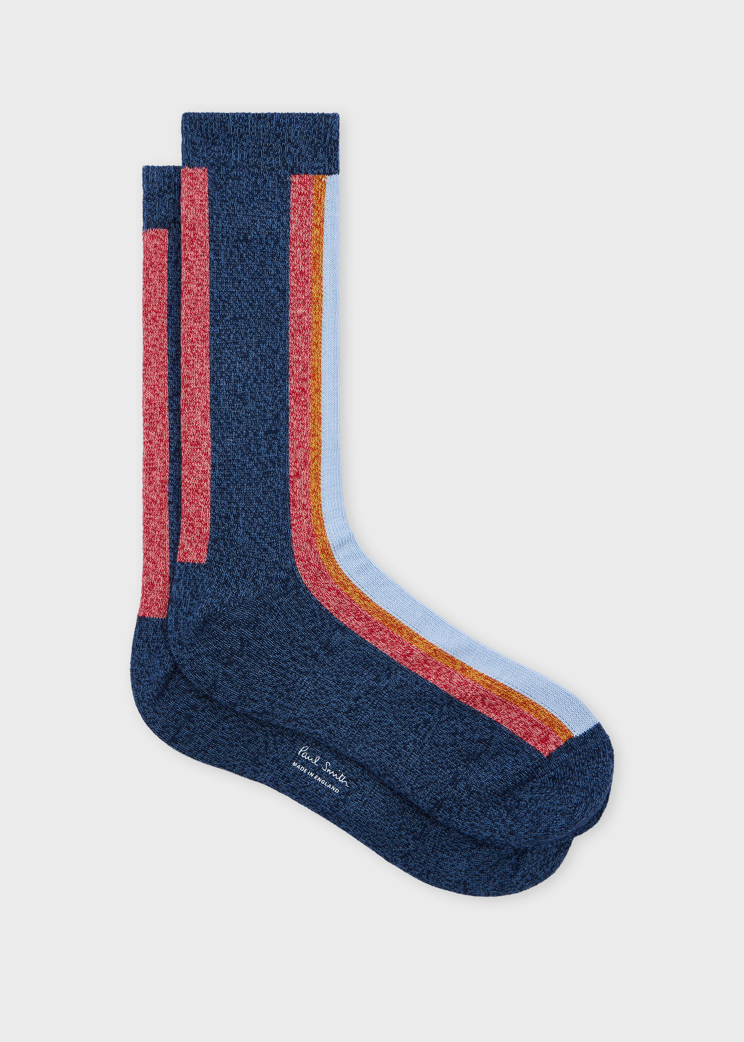 Dark Blue Cotton-Blend Vertical Stripe Socks Paul Smith