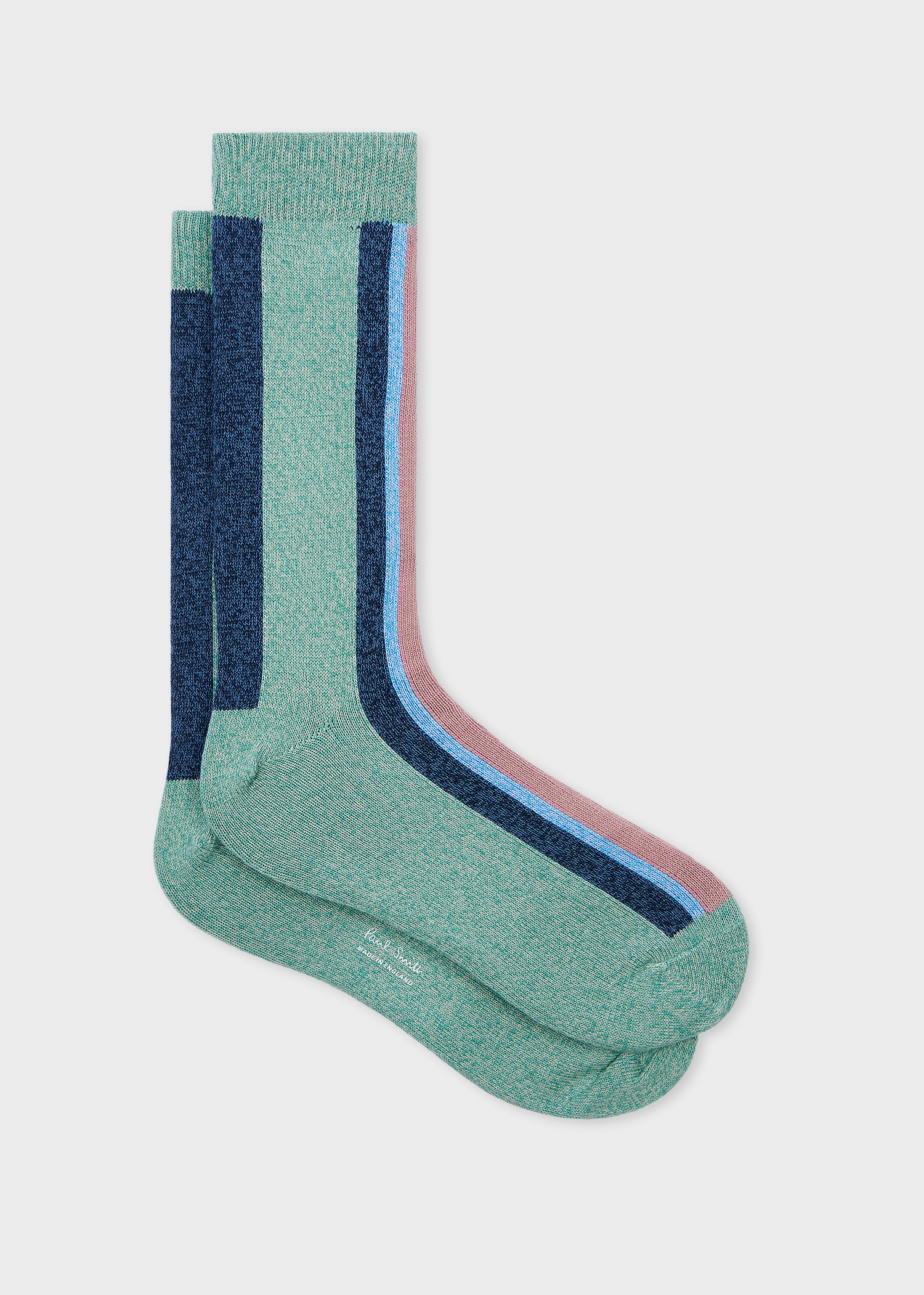 Mint Green Cotton-Blend Vertical Stripe Socks