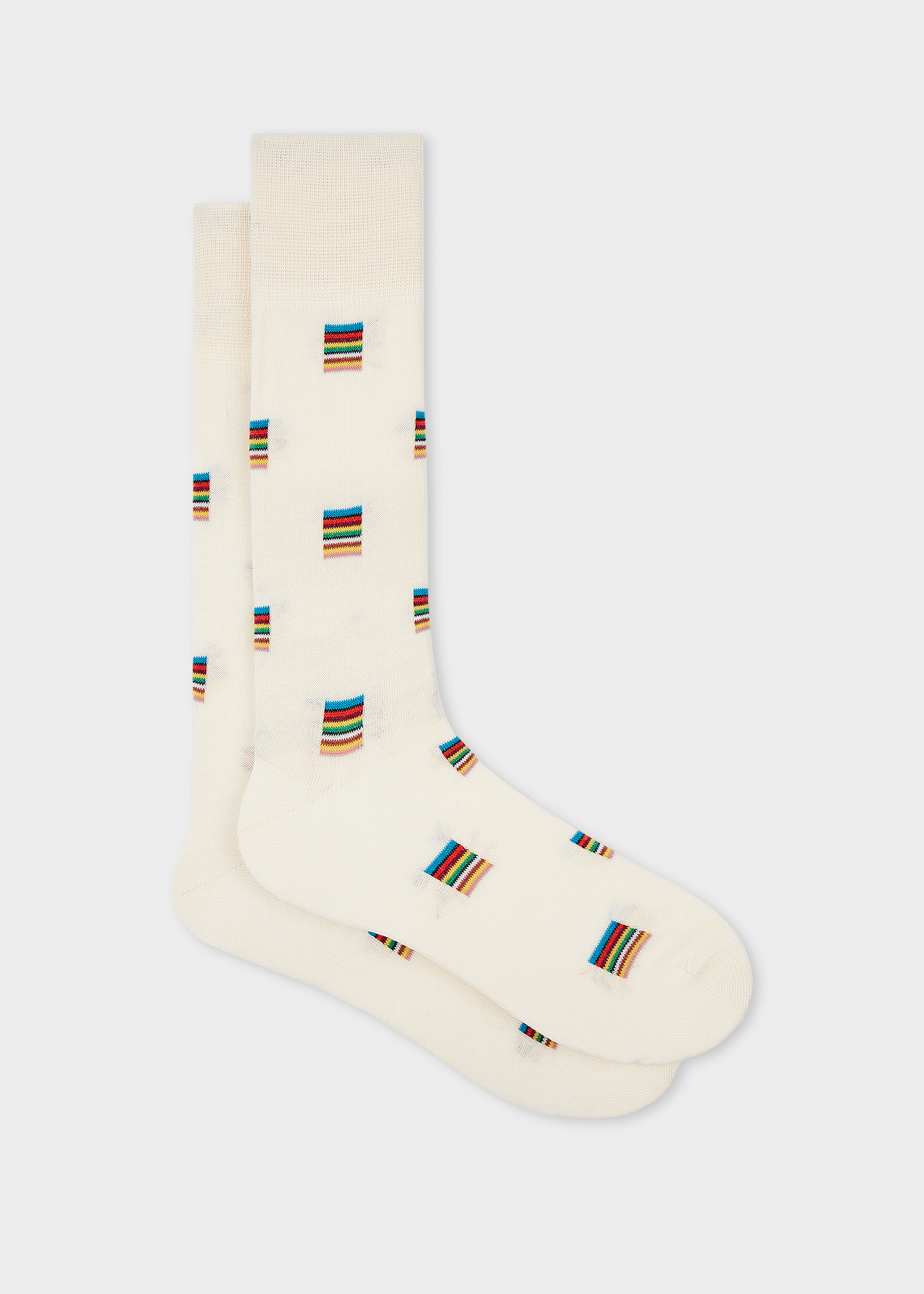 Ecru 'Signature Stripe' Square Socks